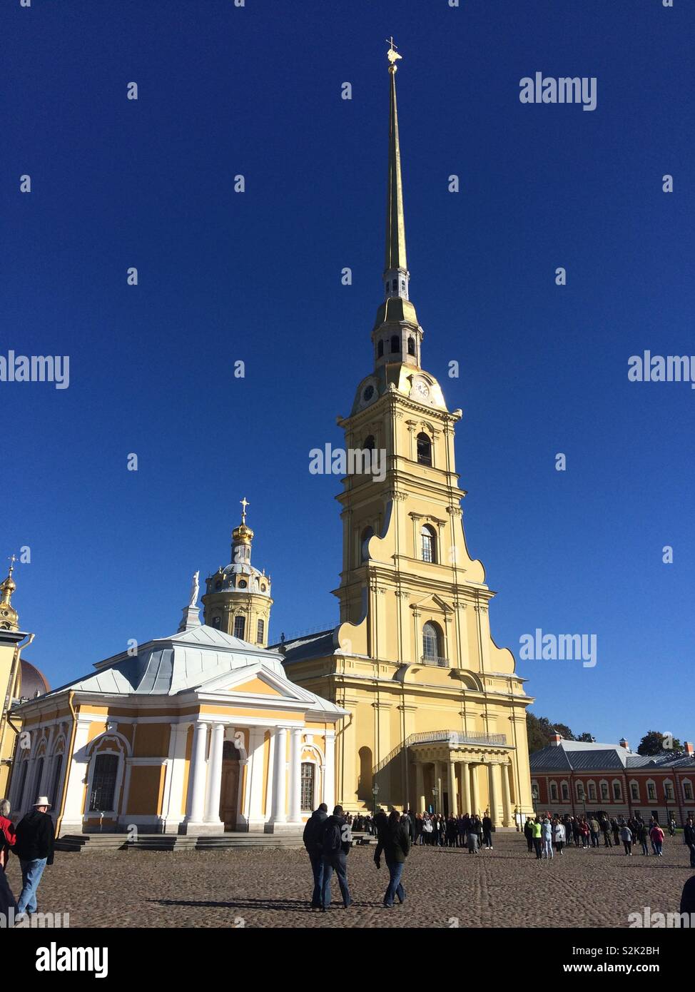Peter and Paul fortress in St. Petersburg Russia buildings and tourists ...