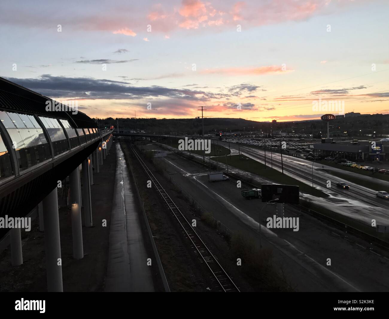 Road train and sunset hi-res stock photography and images - Alamy