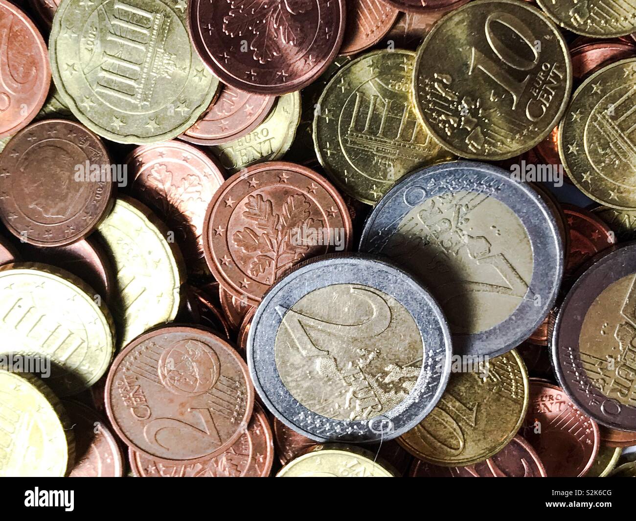 Mixed euro coins - Closeup Stock Photo - Alamy
