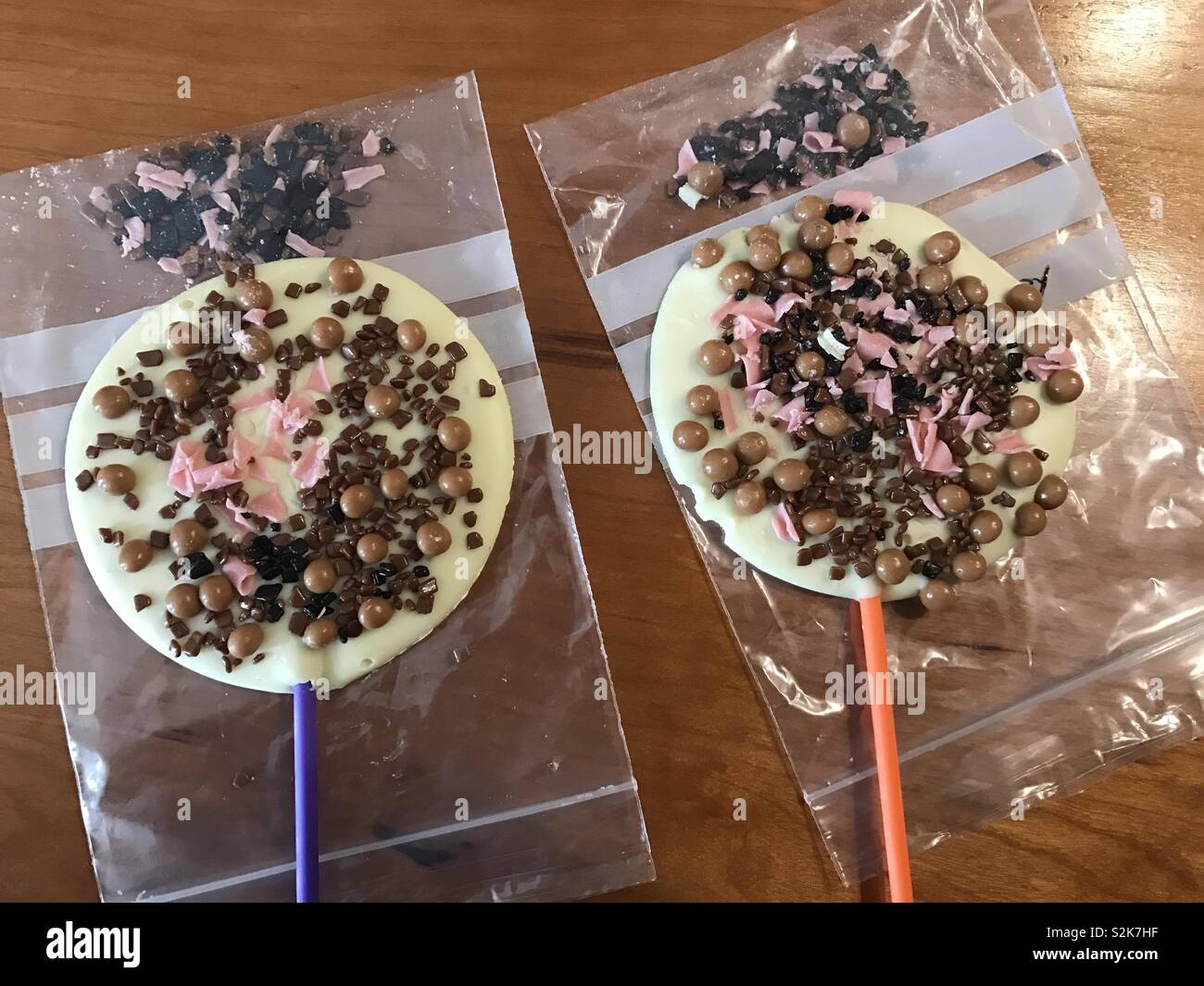 Handmade white chocolate lolly from York Chocolate story Stock Photo ...