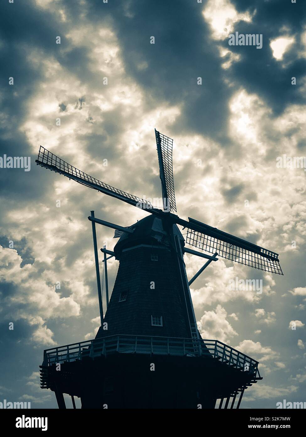 De Zwaan Windmill with storm clouds. Windmill Island, Holland, Michigan ...