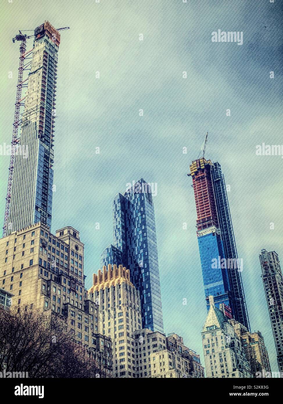 Super tall buildings along Central Park South in midtown Manhattan, NYC ...