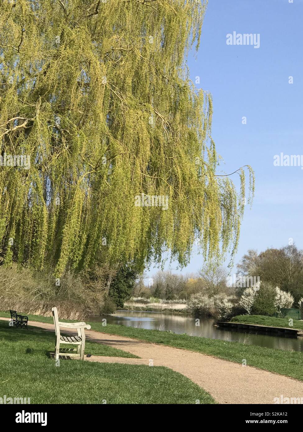 Bench on riverbank hi-res stock photography and images - Alamy