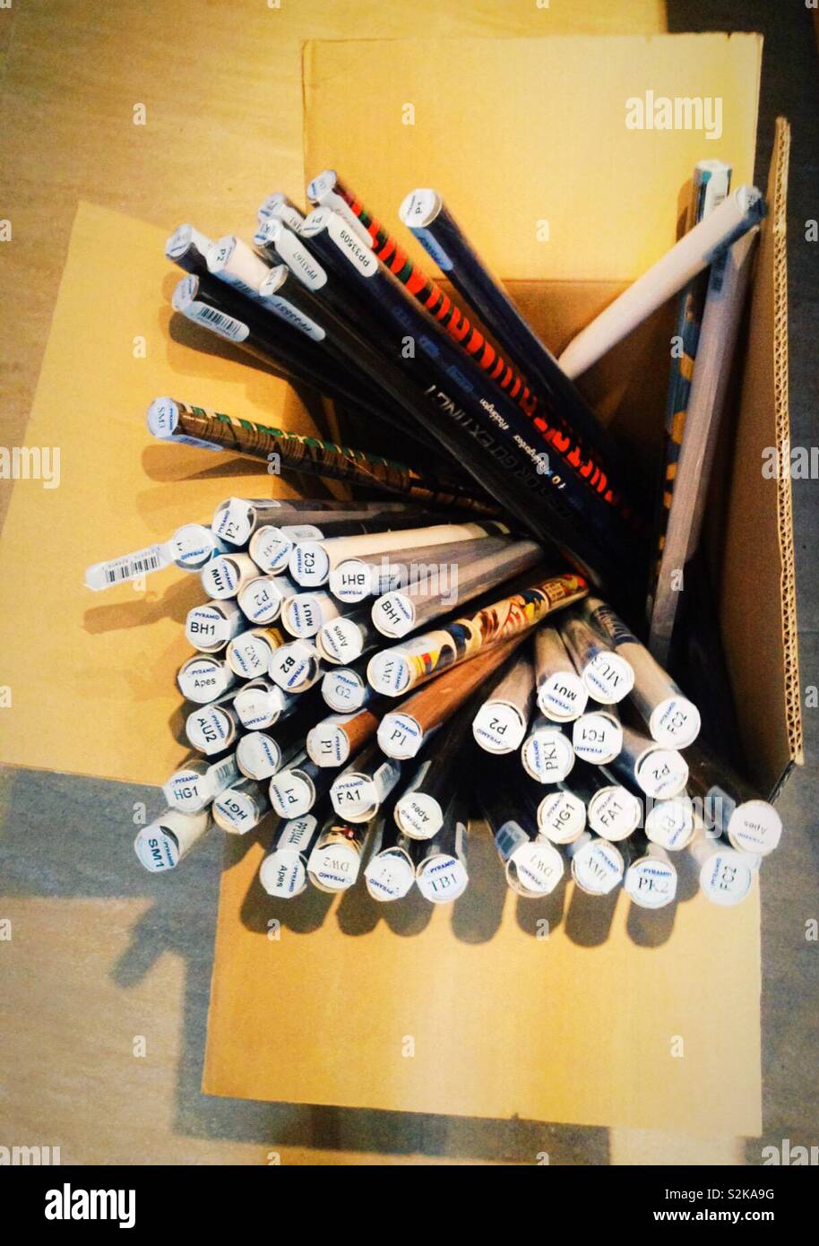 Box of film posters Stock Photo - Alamy