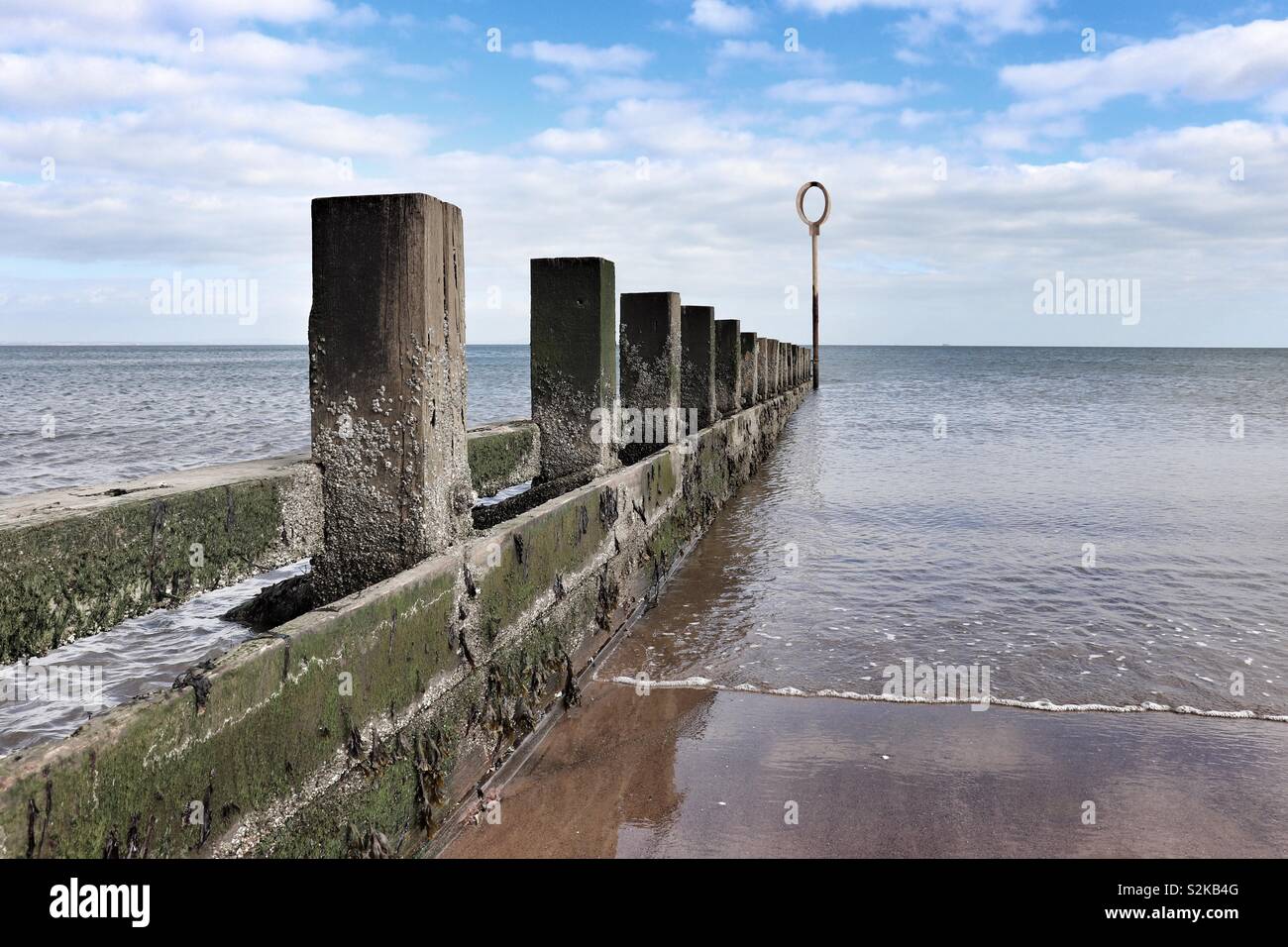 Closeup view along beach groyne Stock Photo - Alamy