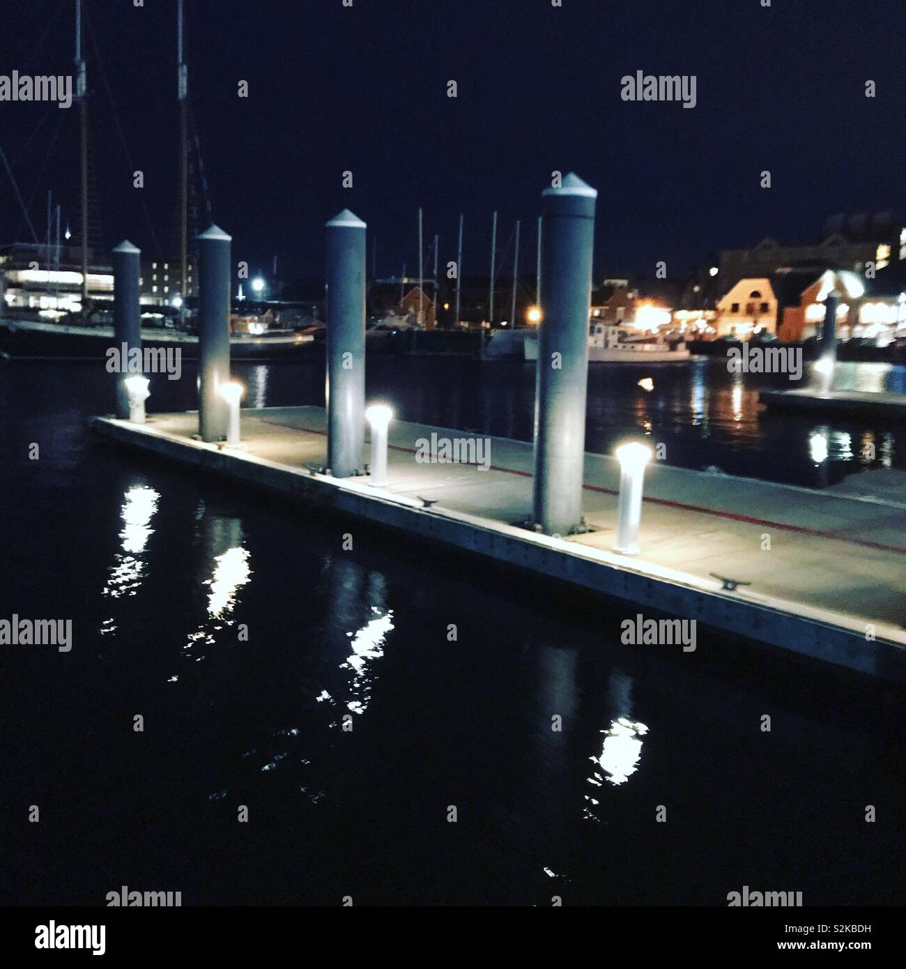 Harbor at night Stock Photo - Alamy