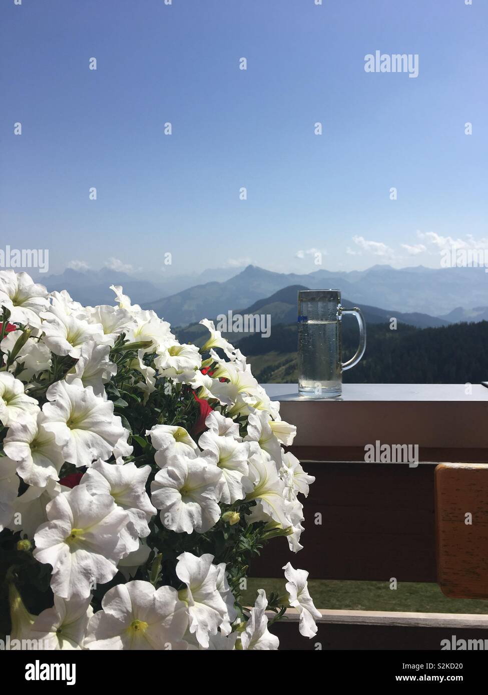 Alpine views, refreshing drinks, mountain stops Stock Photo - Alamy