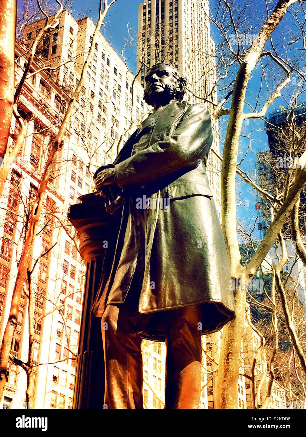 Bronze statue of William Earle dodge in Bryant Park, NYC, USA Stock ...