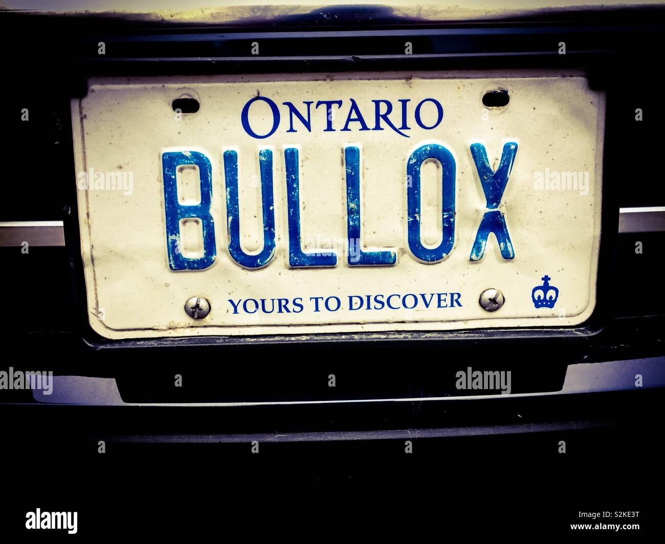 Bull or Ox, a dairy farmer’s car license plate, Ontario, Canada. A ...