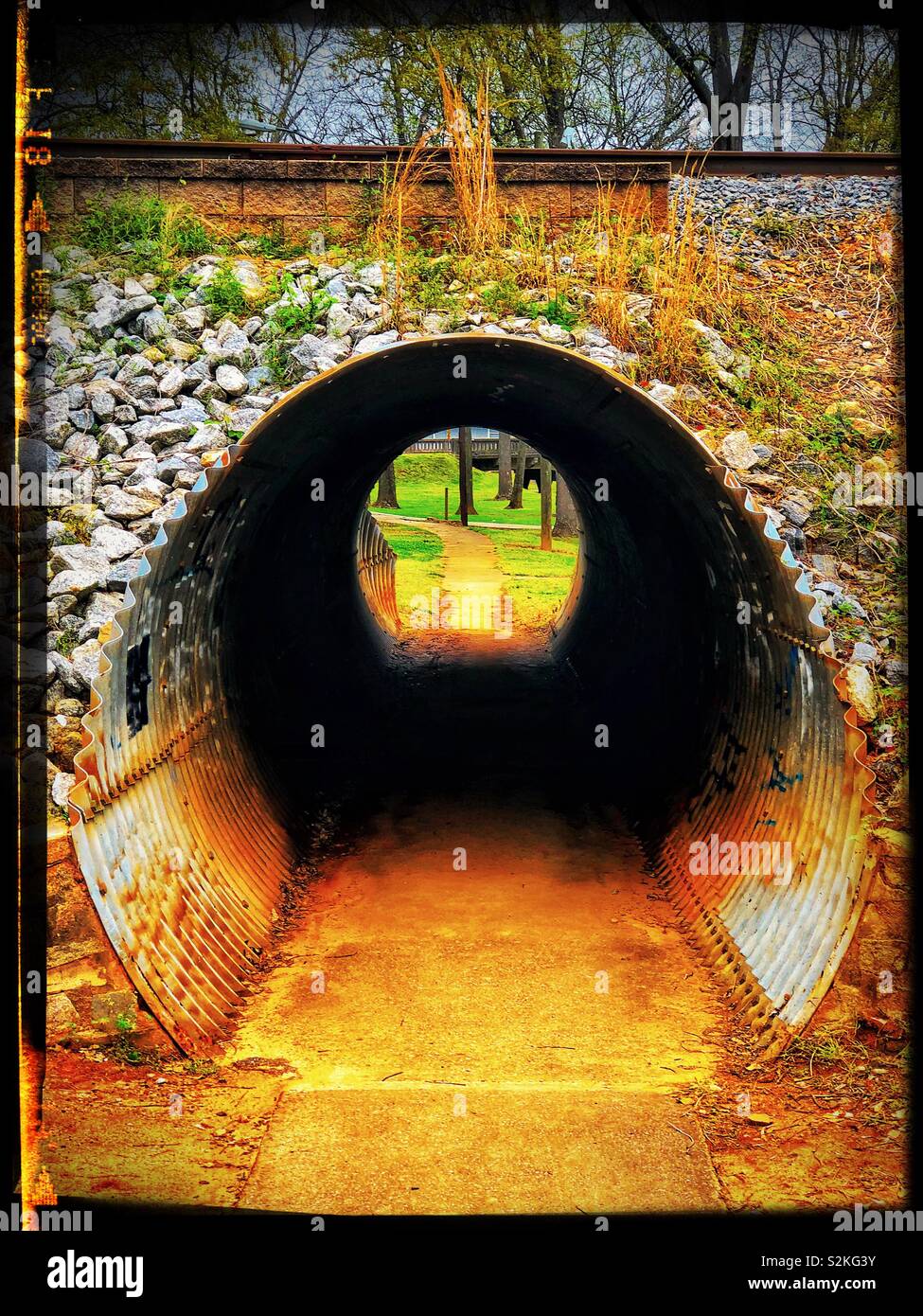 Walking tunnel under railroad track Stock Photo - Alamy