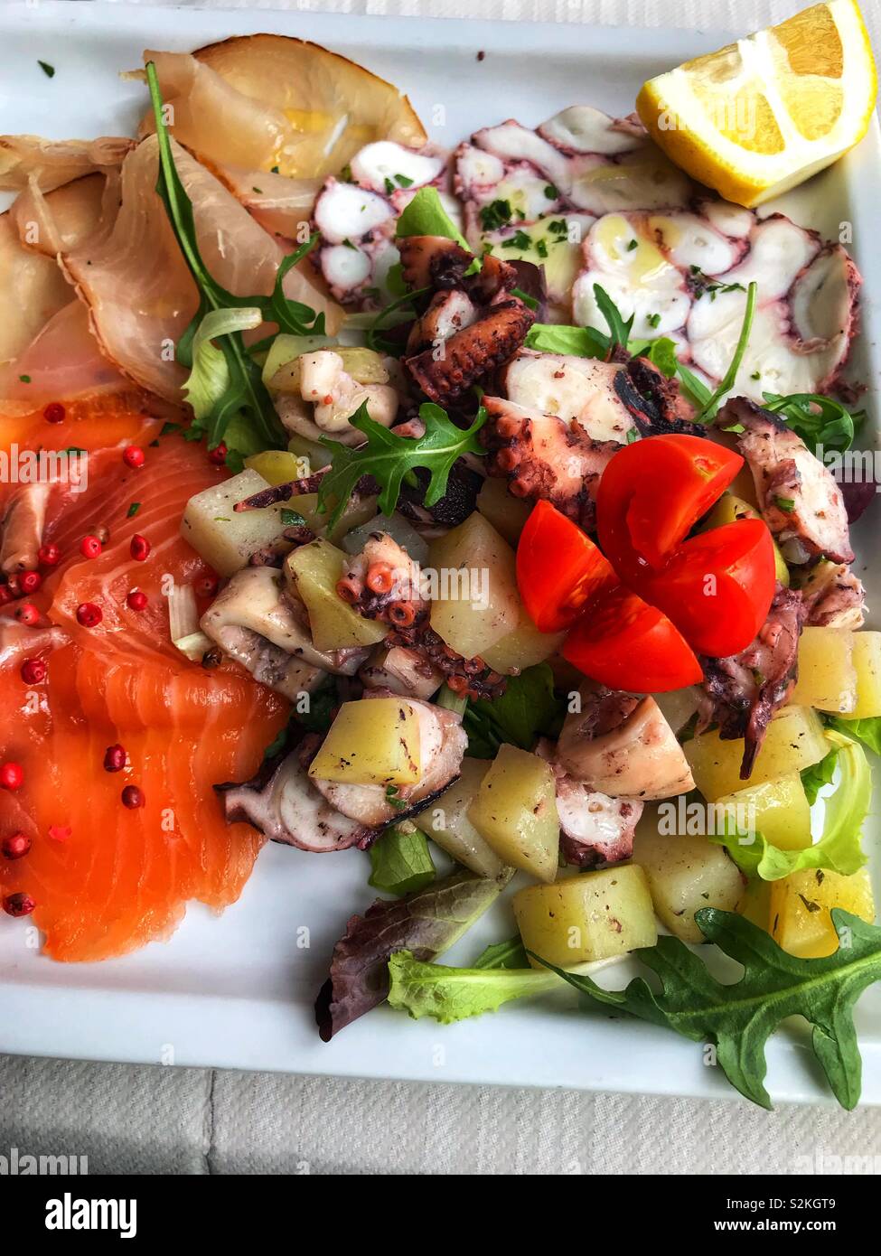 Healthy fish salad Stock Photo - Alamy