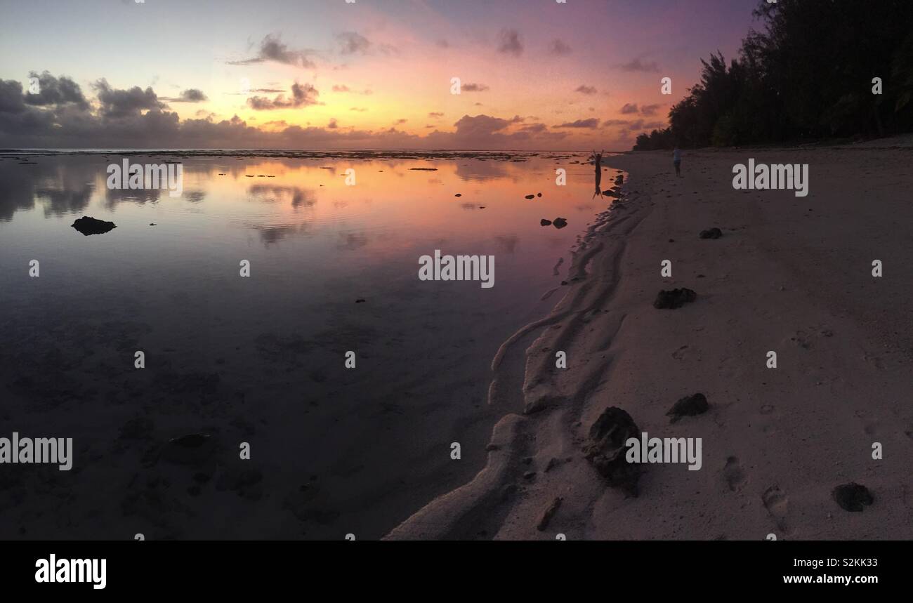 Sunset over beach in Rarotonga, Cook Islands Stock Photo - Alamy