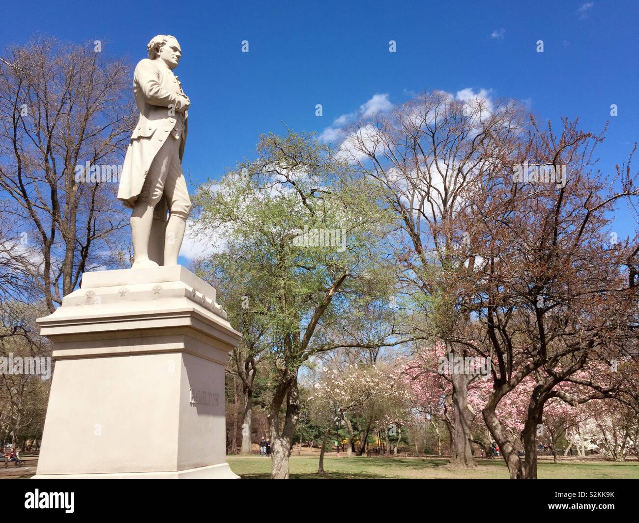 The granite standing figure of Alexander Hamilton is a monument in ...