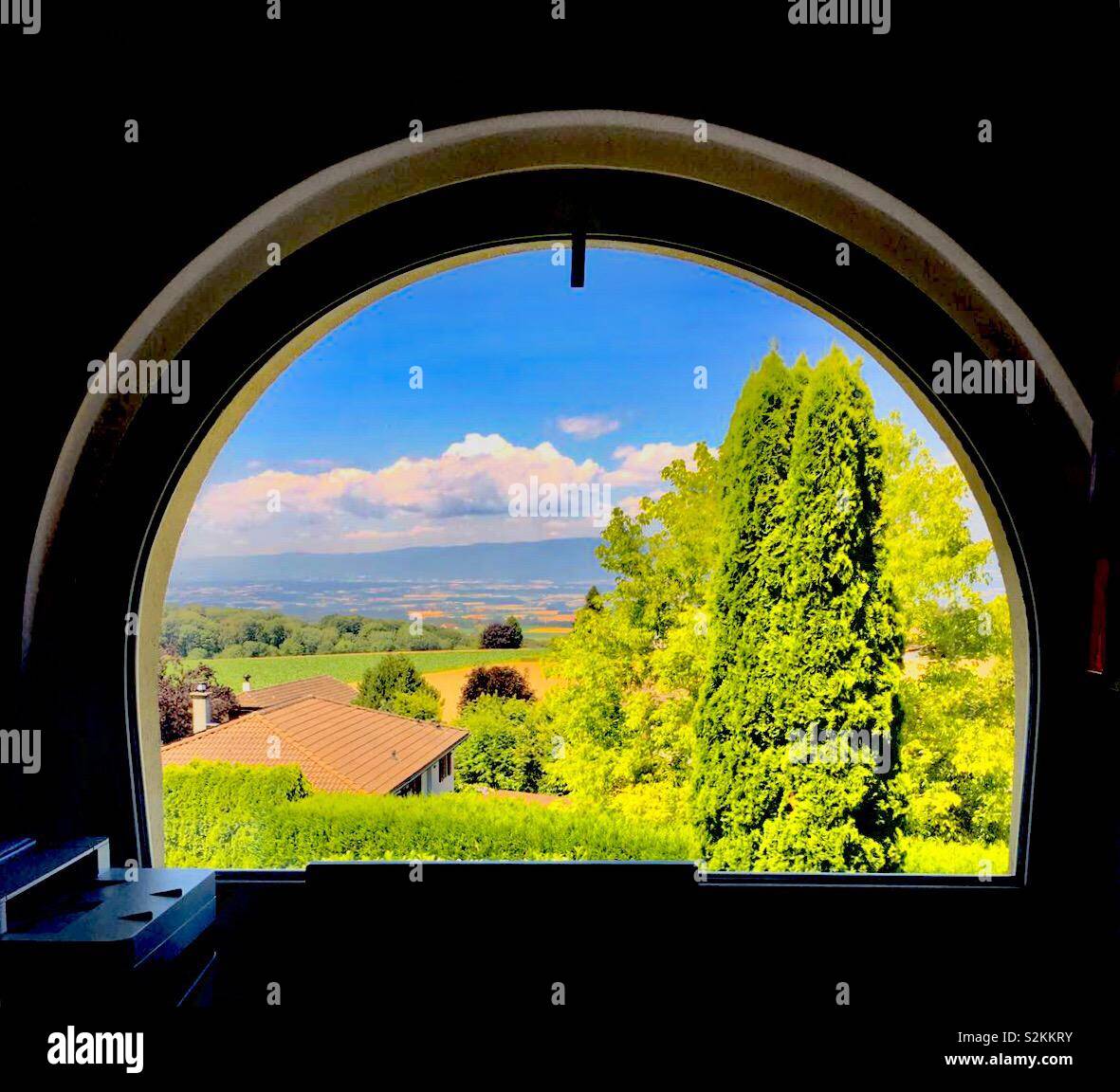 View from a Swiss window Stock Photo - Alamy