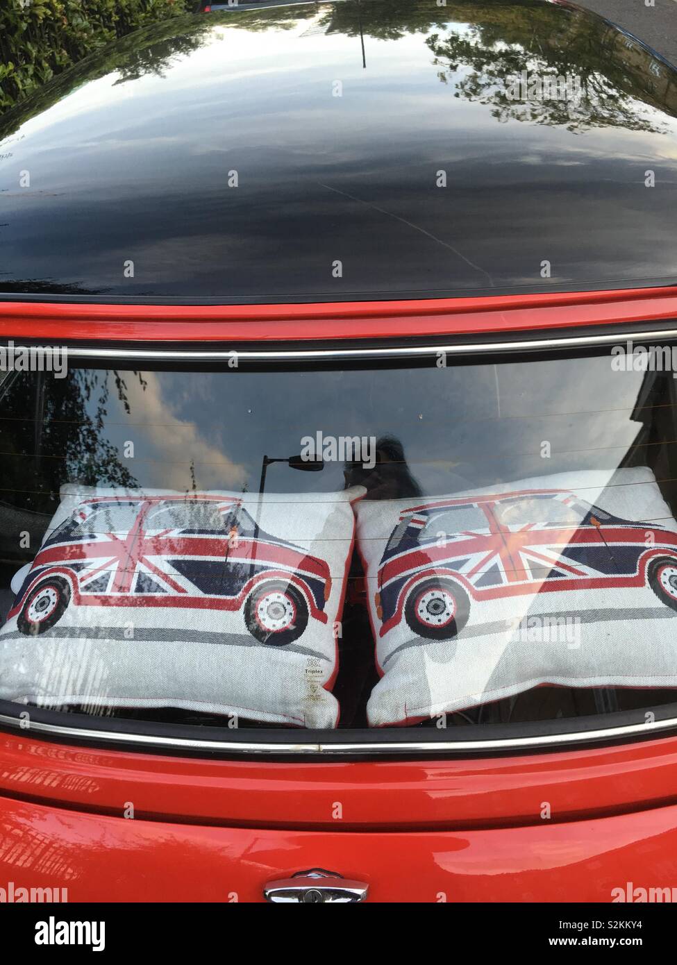 Mini Cooper car with Mini Cooper pillows Stock Photo - Alamy