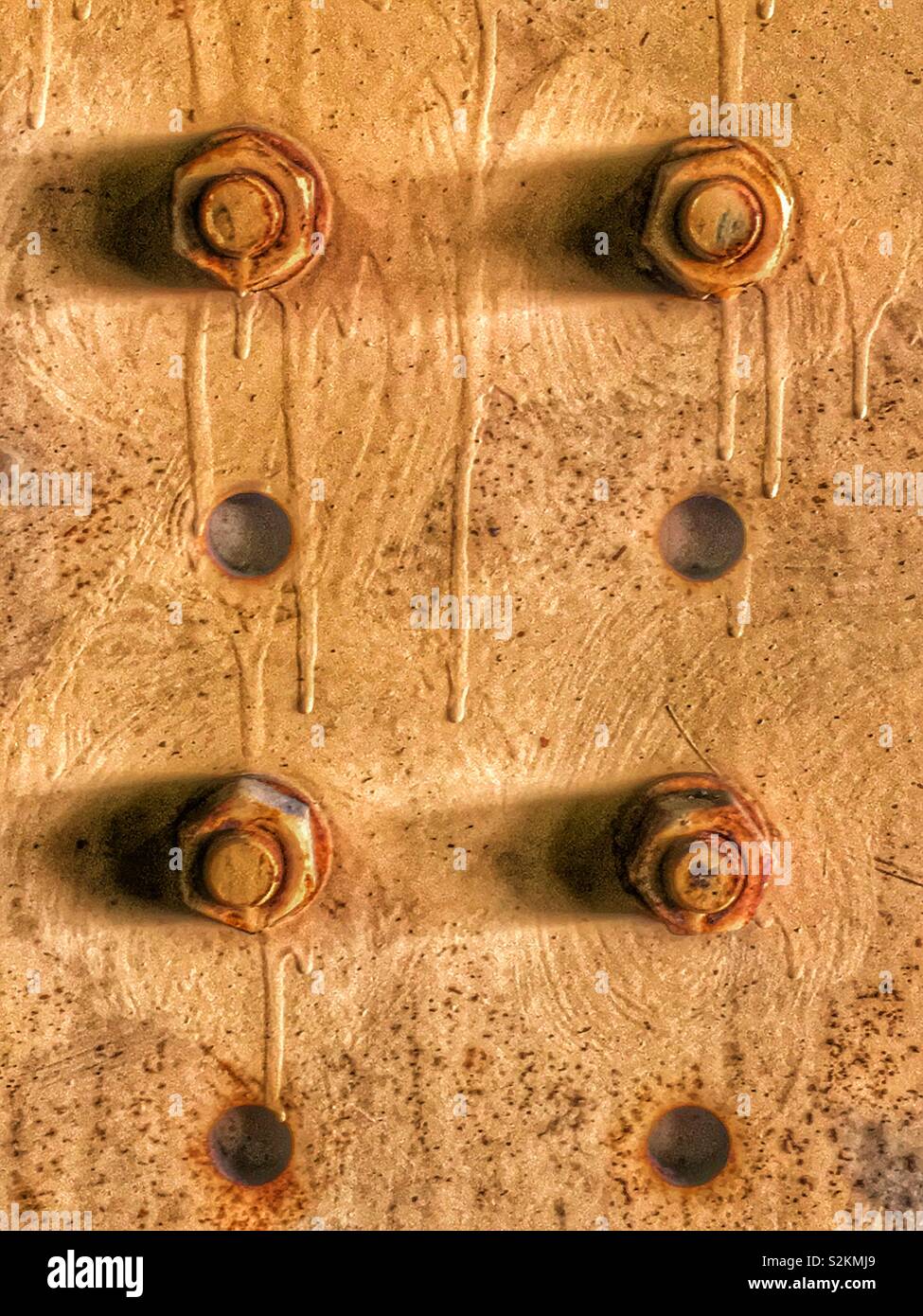 Strong and heavy steel connection of rusted steel plates and rusted ...