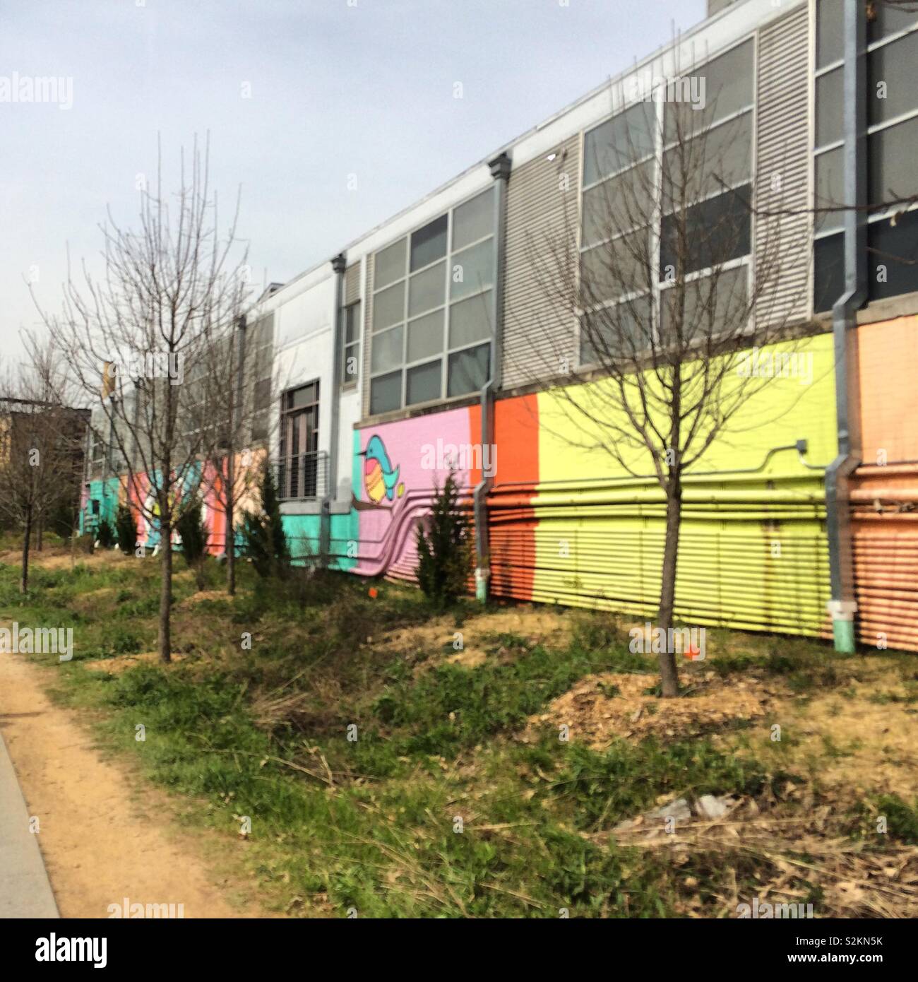 Colorful building facades along the Beltline trail, Atlanta, Georgia ...