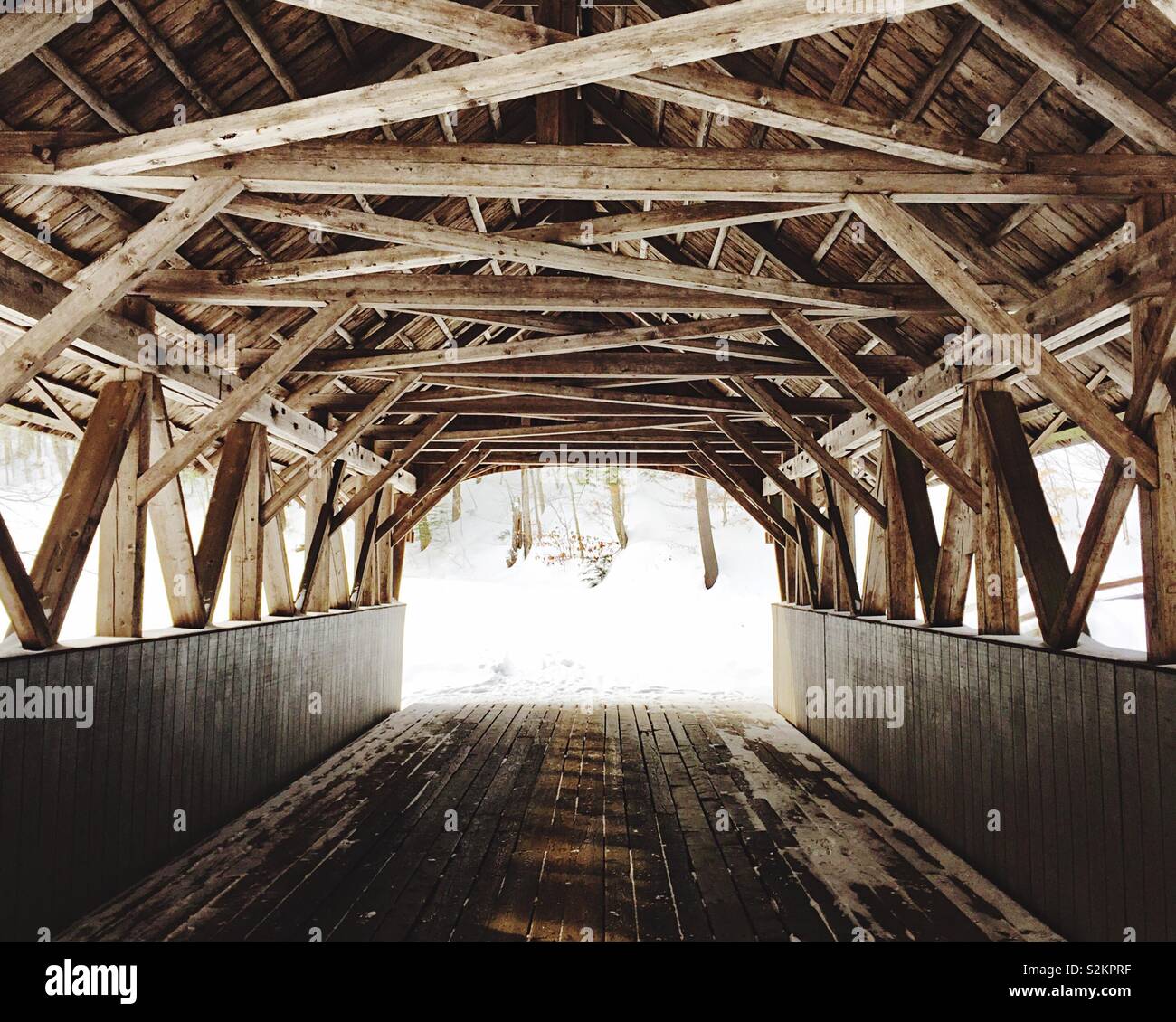 Wooden post and beam construction on a covered bridge Stock Photo - Alamy