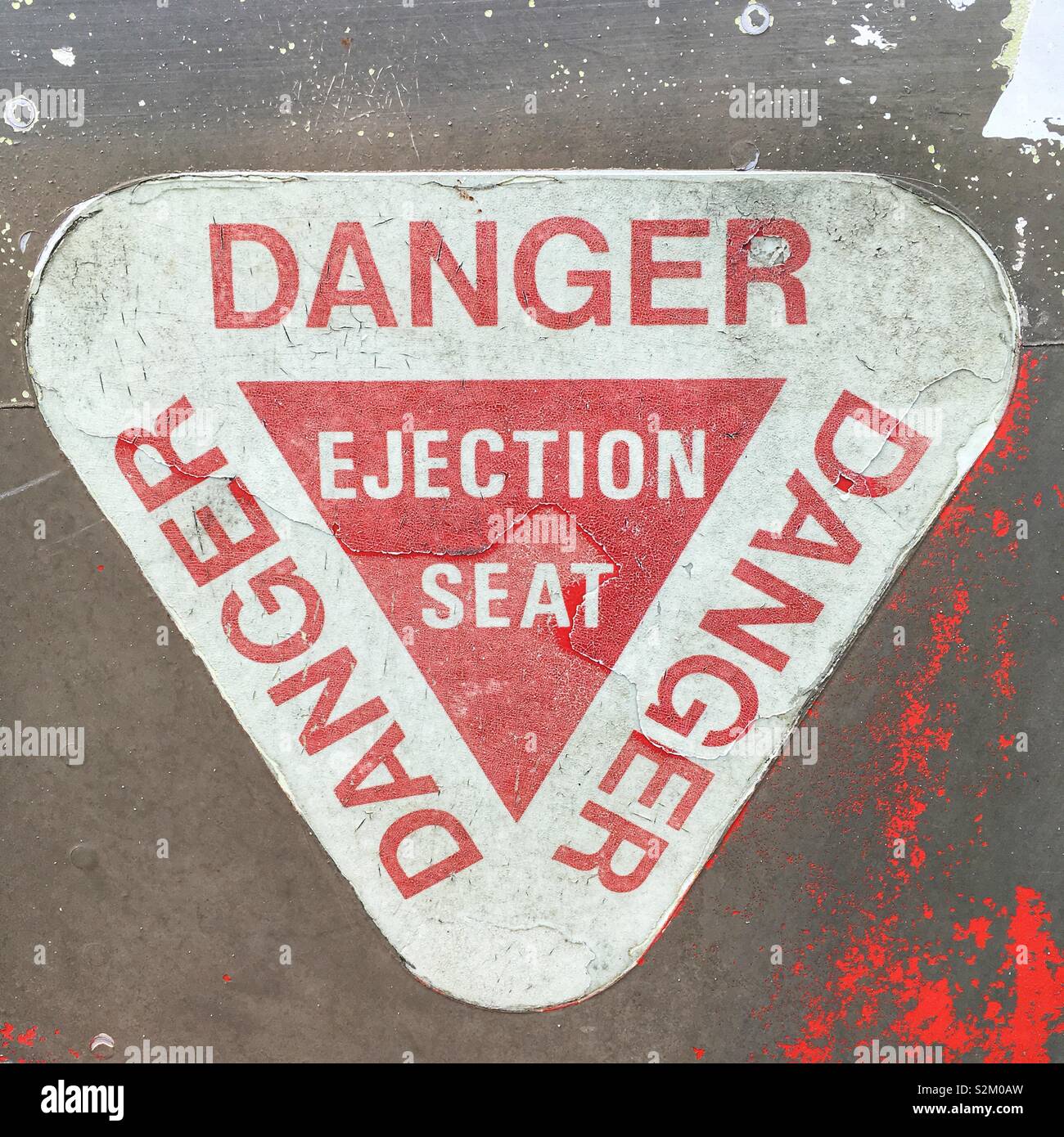 Danger Ejection Seat warning sign on a Jet Provost aeroplane Stock ...