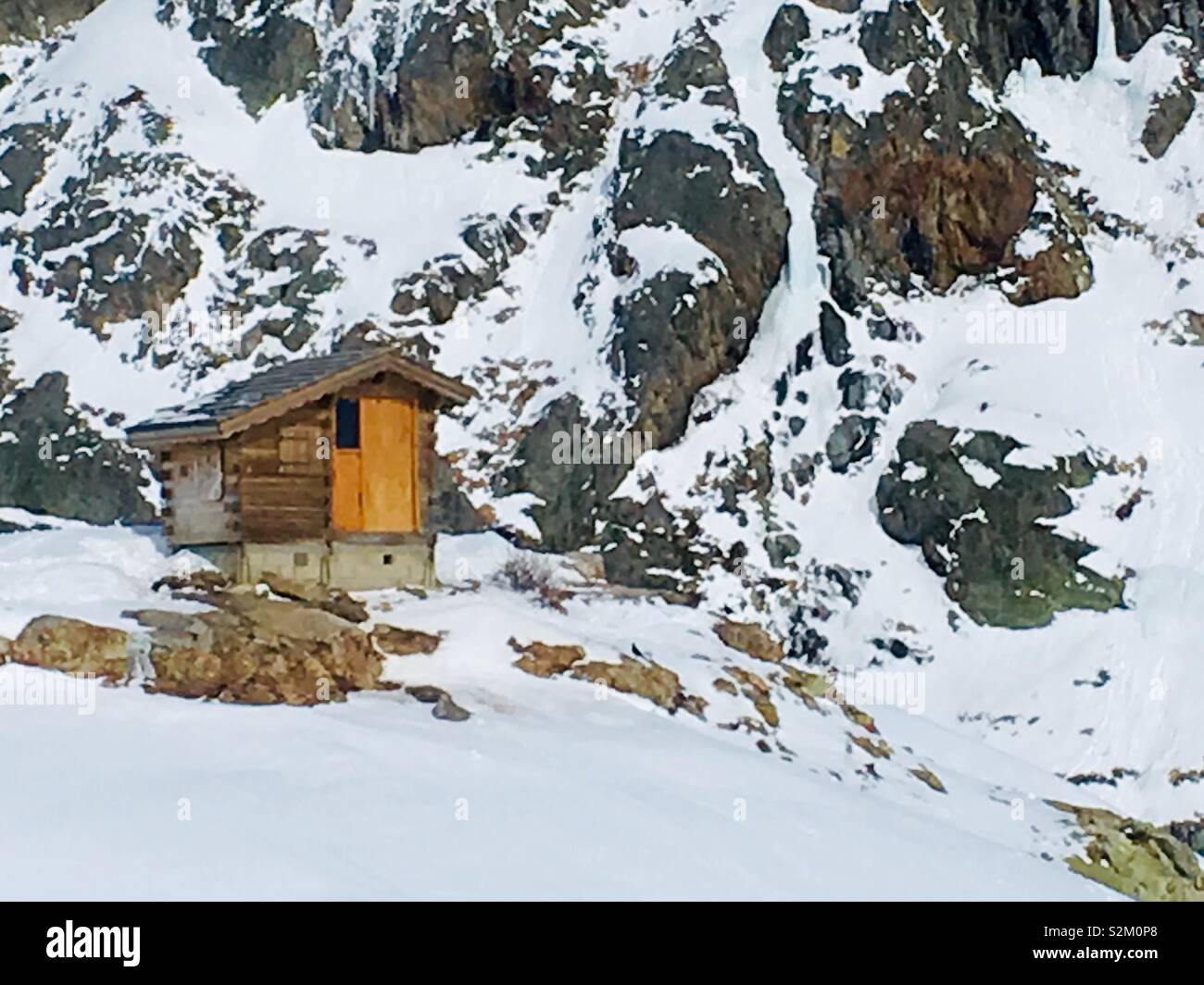 Lone mountain cabin, Alps, France Stock Photo - Alamy