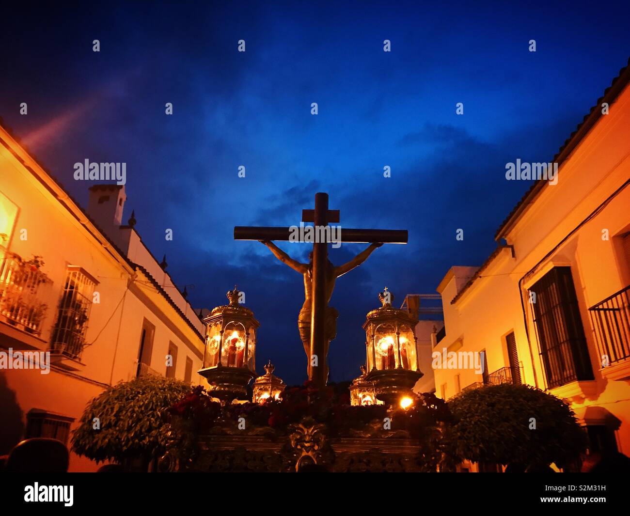 An image of Jesus Christ crucified during Semana Santa in Prado del Rey ...
