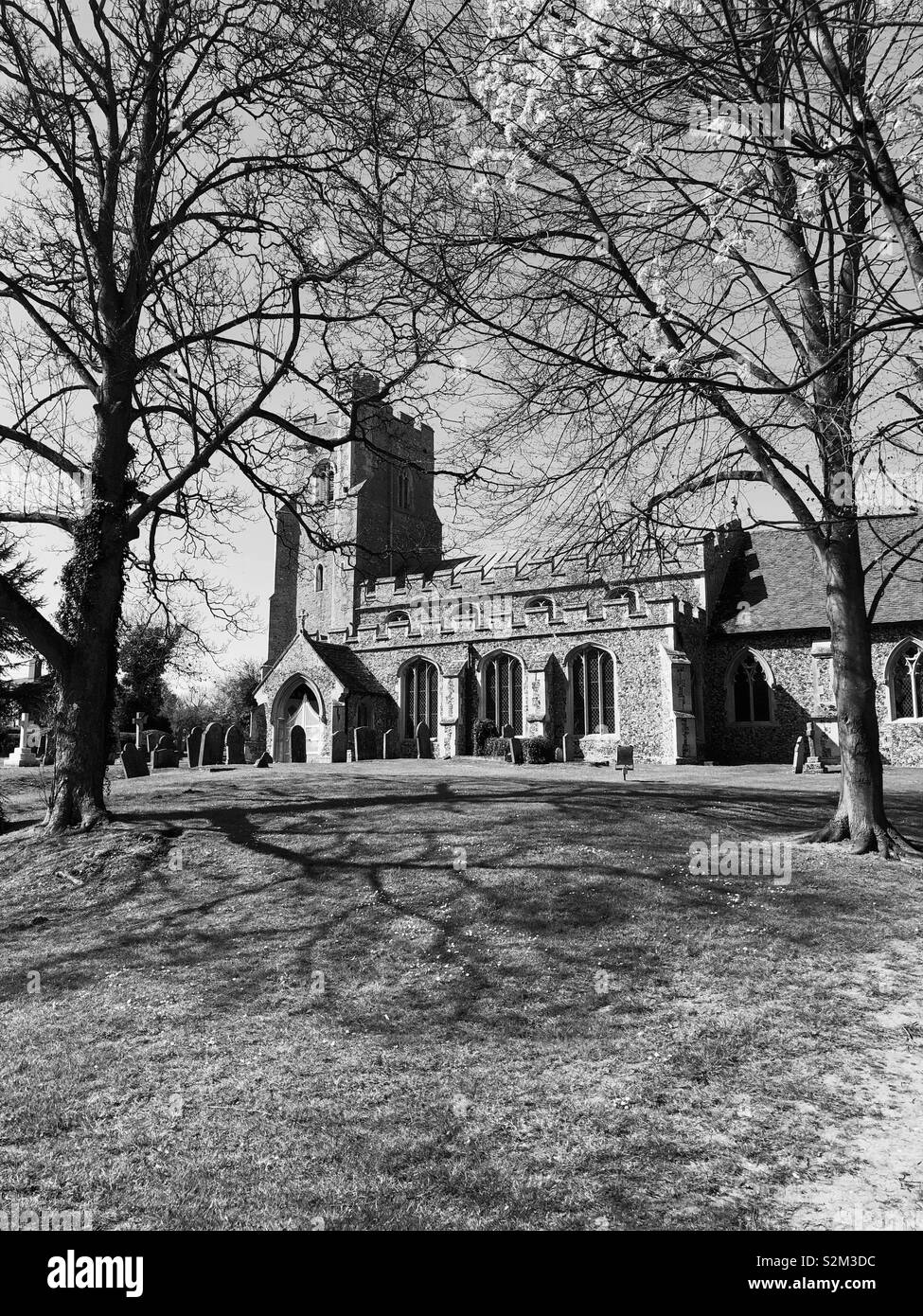 St Mary’s Church in Withersfield, taken looking through trees Stock ...