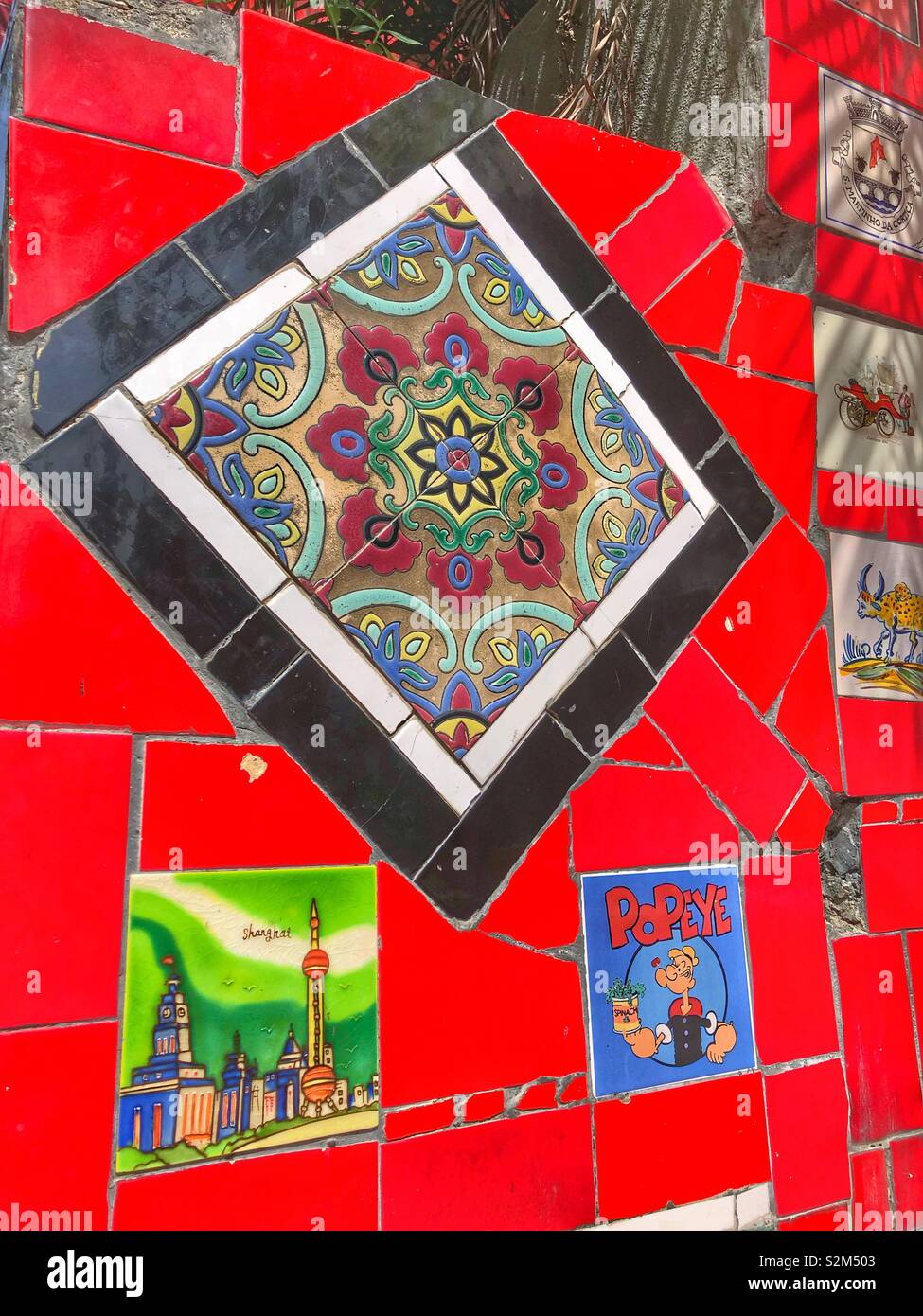 Mosaic tiles that are part of the Selarón steps in Rio de Janeiro ...