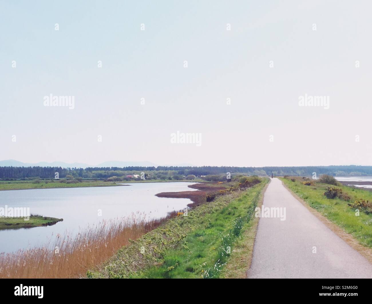 Malltraeth Pool Footpath through Malltraeth sands, Anglesey, Gwynedd ...