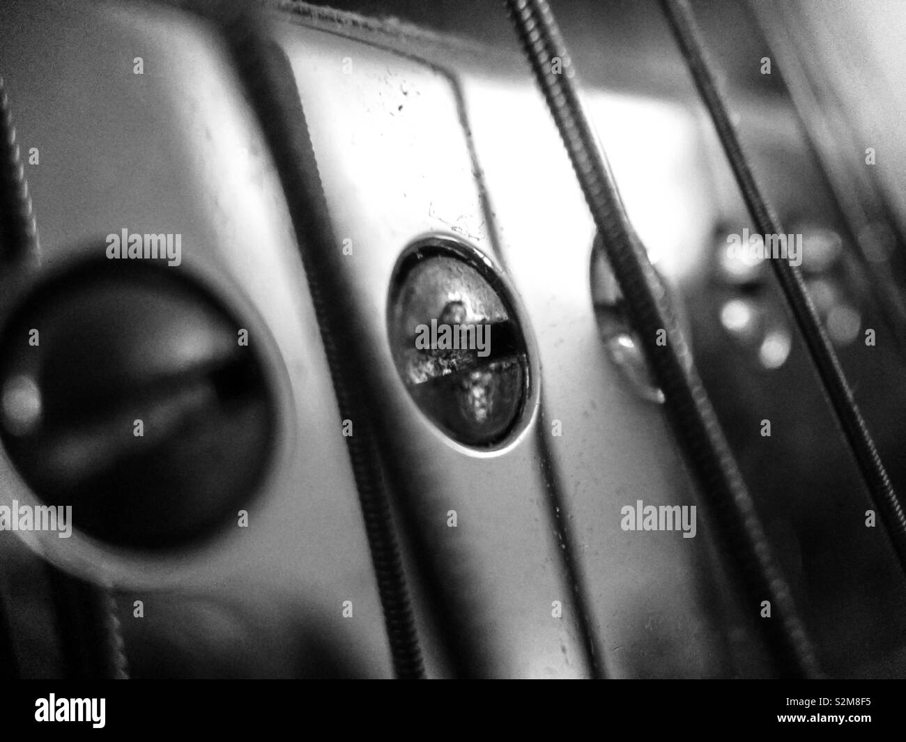 Buck the Hum. A macro of a humbucker guitar pickup on a Gibson SG ...