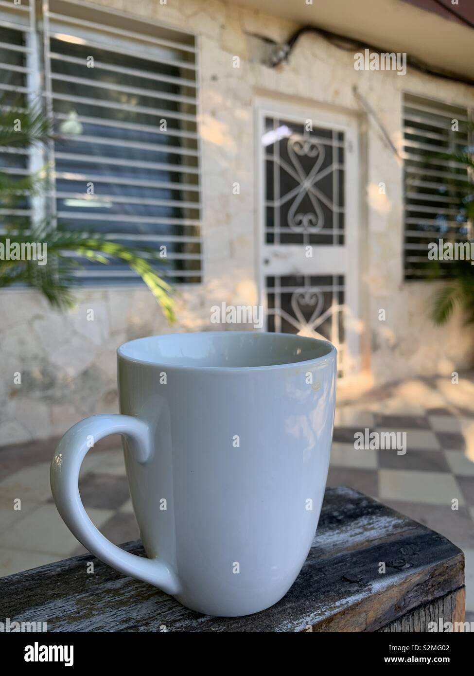 Coffee on the deck Stock Photo - Alamy