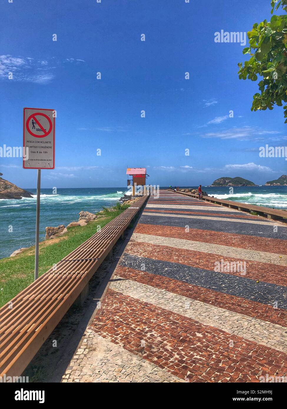 A mosaic tiled pier in Barra da Tijuca, Rio de Janeiro, Brazil Stock ...