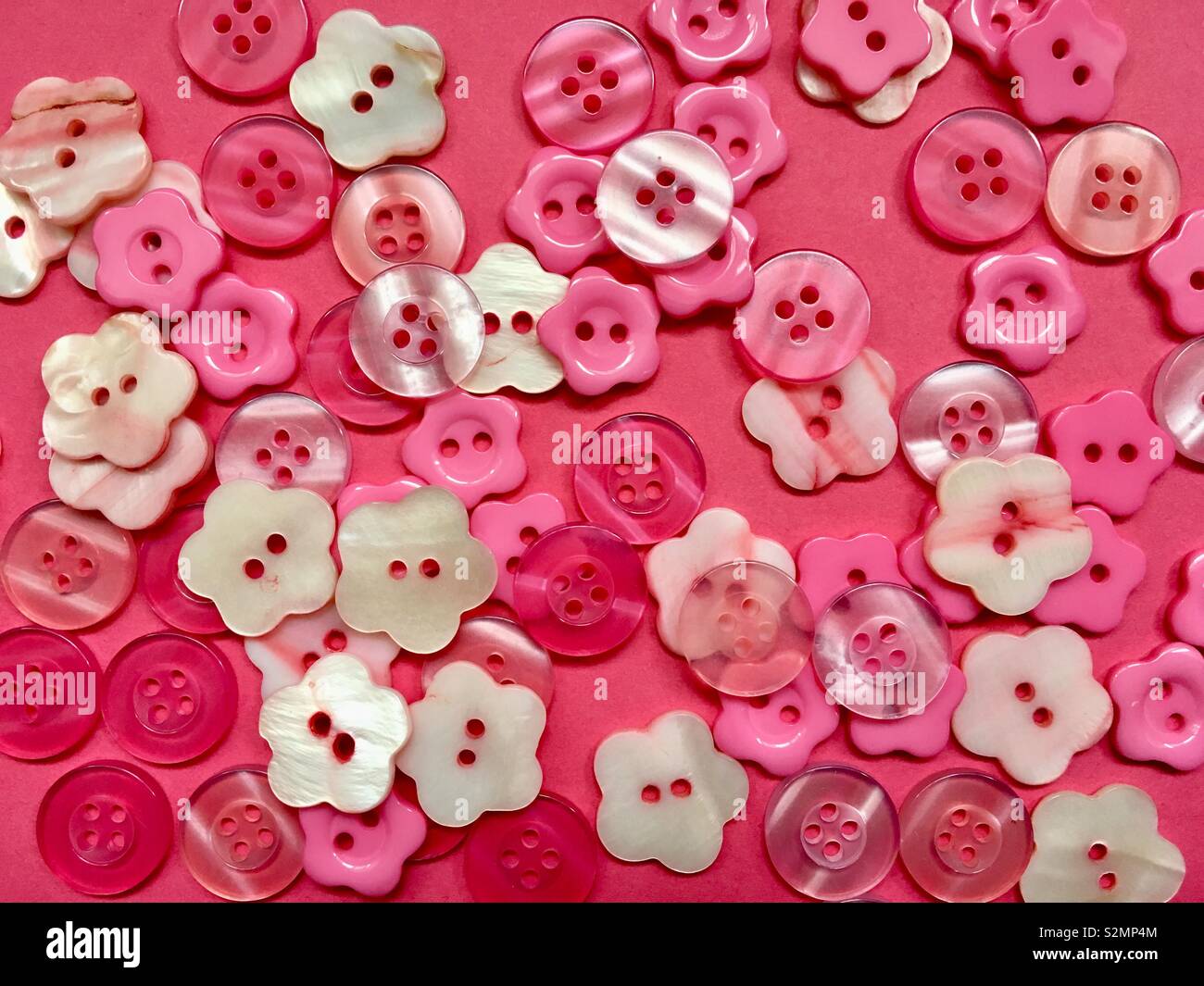 Assortment of colourful pink buttons Stock Photo - Alamy