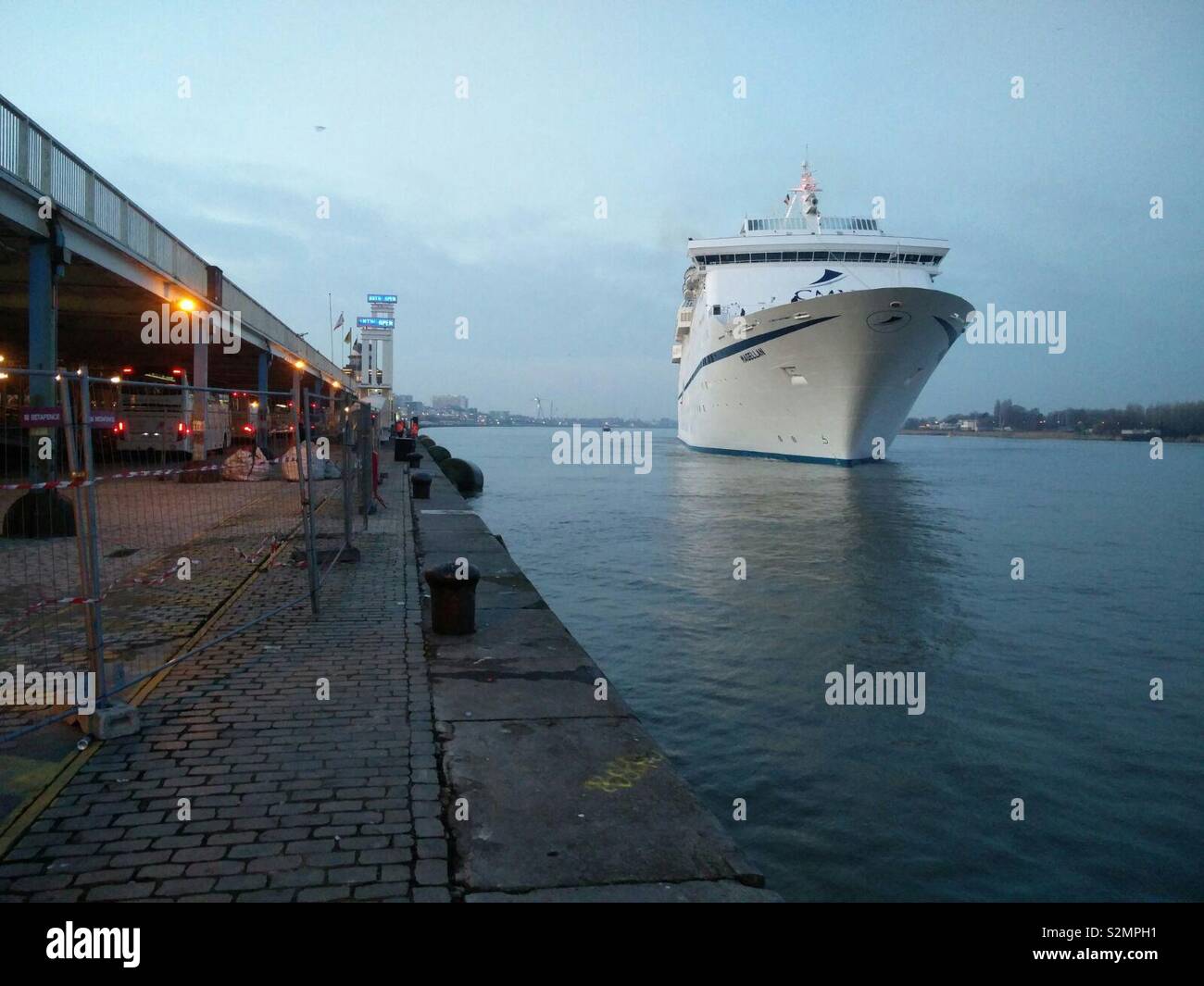 Cruise ship docking in Antwerp cruise port Stock Photo - Alamy