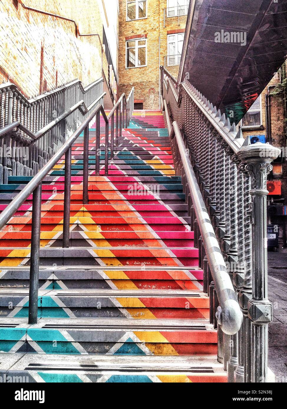 A colourful flight of stairs in a backstreet of London, England Stock ...