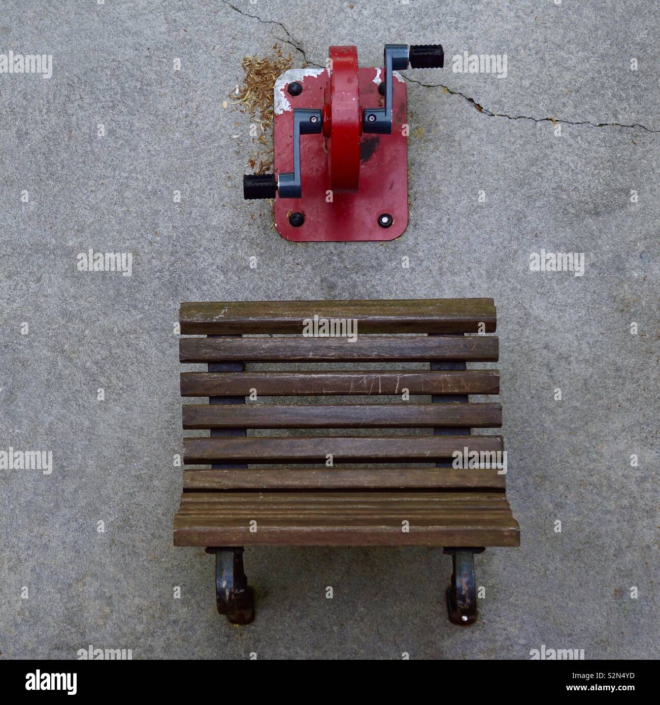 wooden bench in the street Stock Photo - Alamy