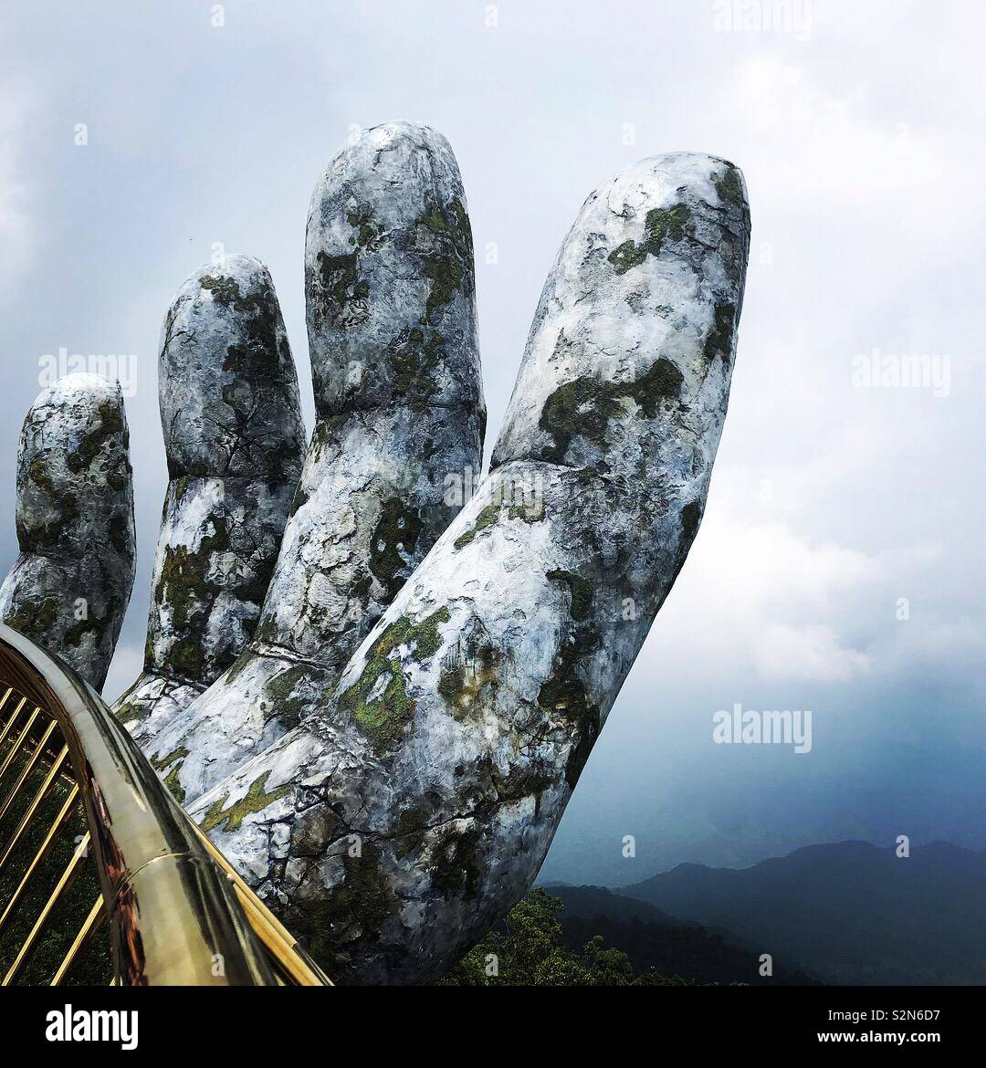 Vietnam Golden Bridge, also known as the hand bridge Stock Photo - Alamy