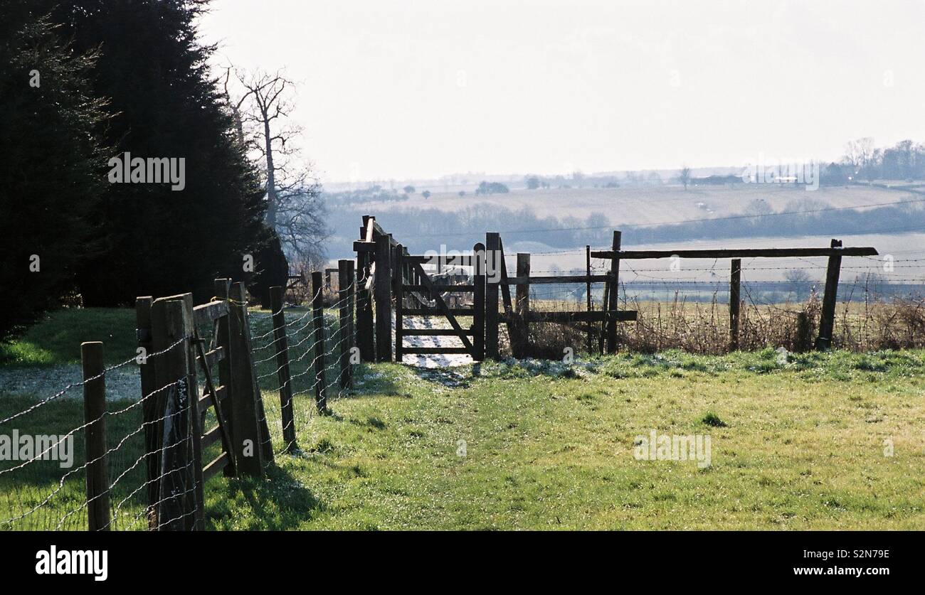 The gateway: a gate separates fields on a public pathway in the ...