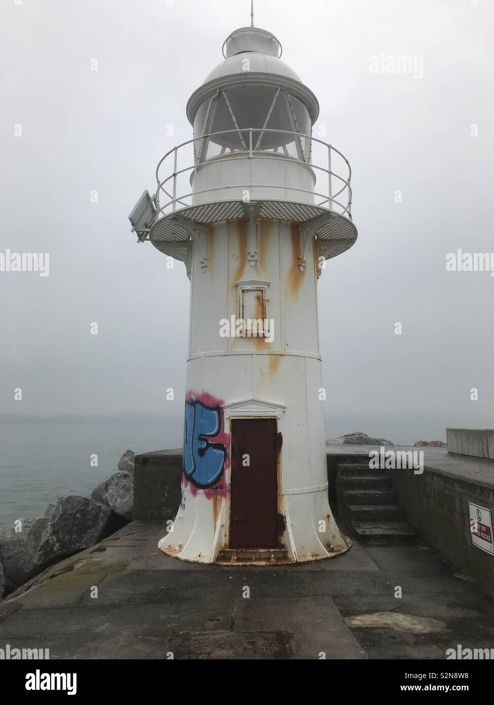 Brixham Breakwater Lighthouse Defaced with grafitti Devon. England ...