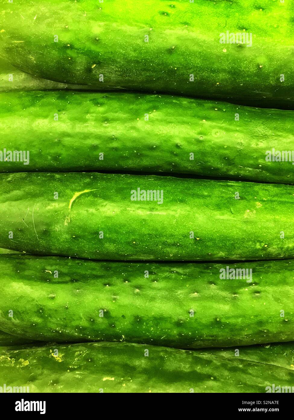 Full frame of five fresh raw and ripe green cucumbers Stock Photo - Alamy