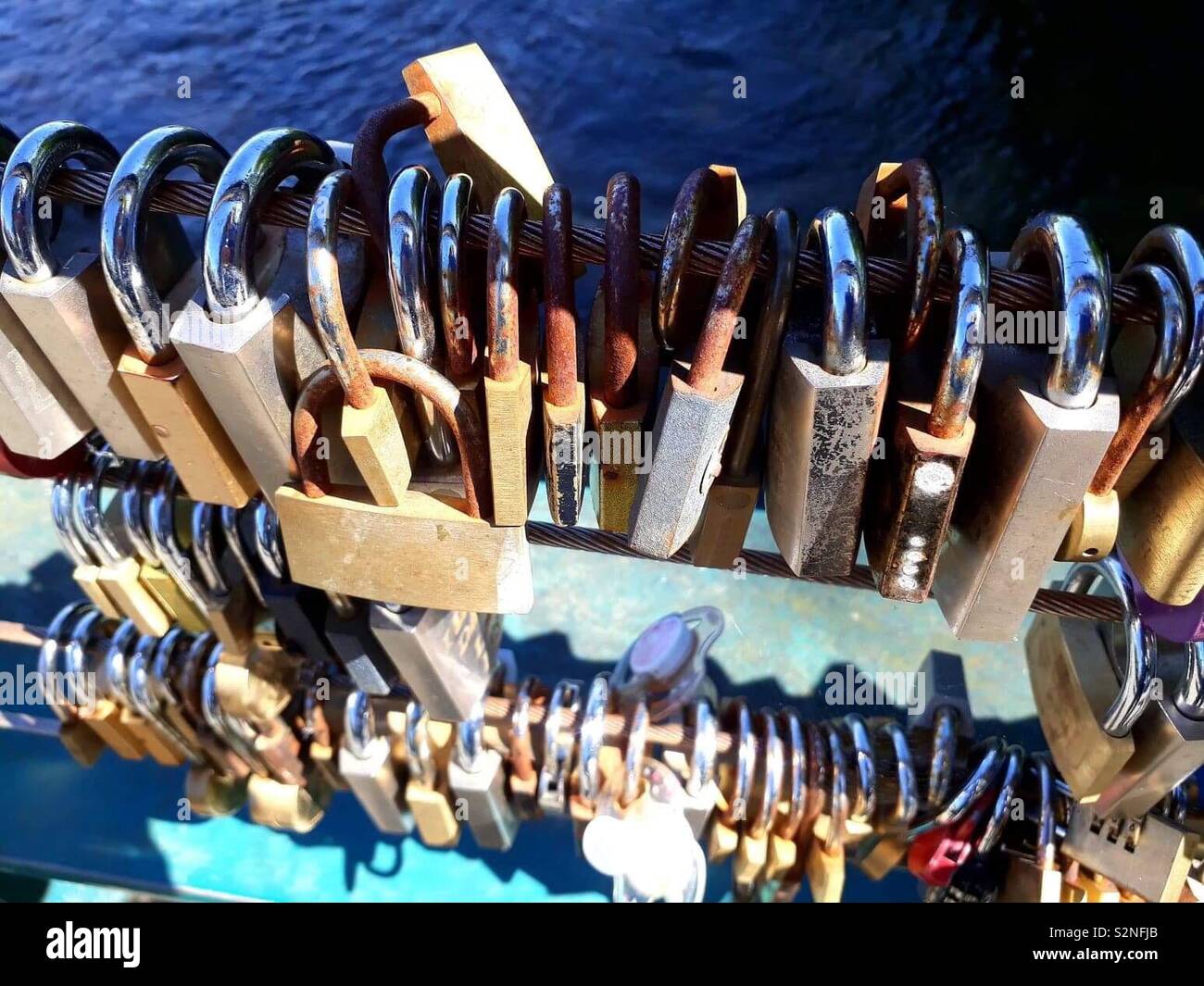 Love locks on bridge Stock Photo - Alamy