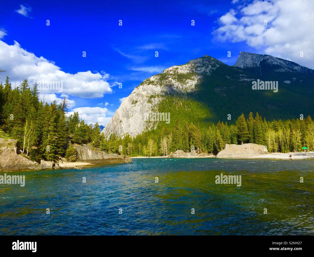 Bow River and the Canadian Rockies, Banff National Park, Alberta ...