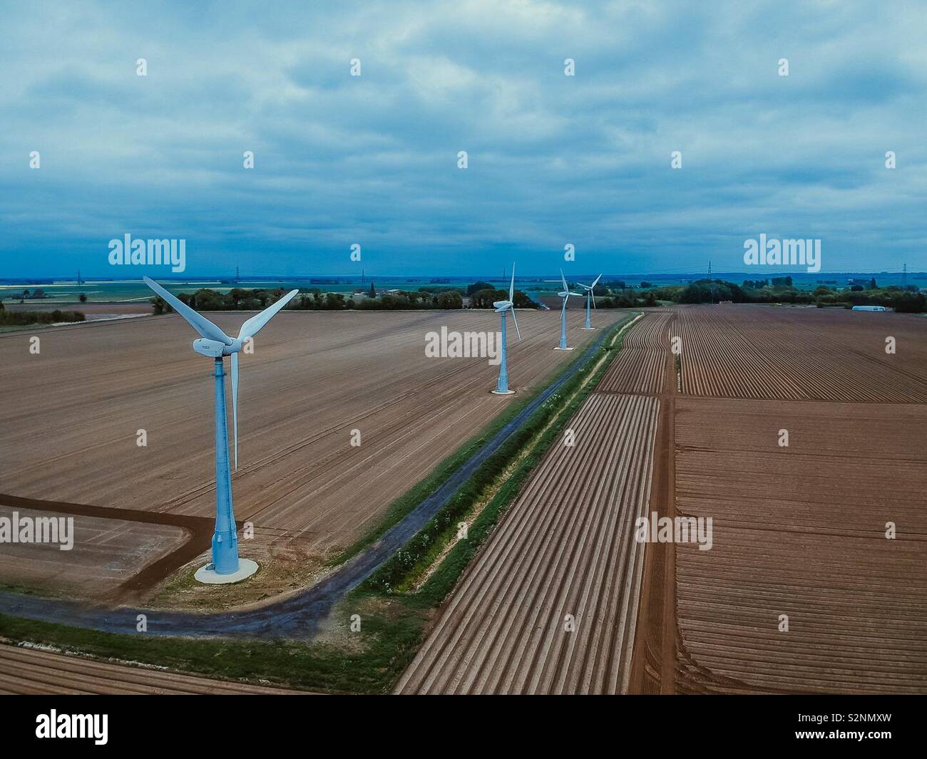 Wind turbines in the fens Stock Photo - Alamy