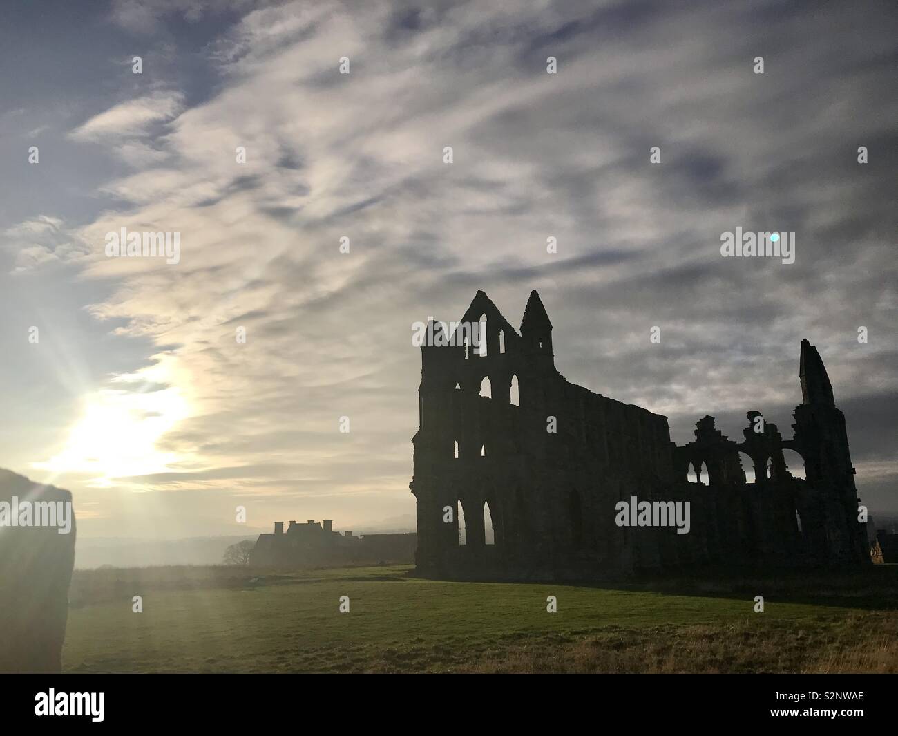 Whitby abbey in silhouette hi-res stock photography and images - Alamy