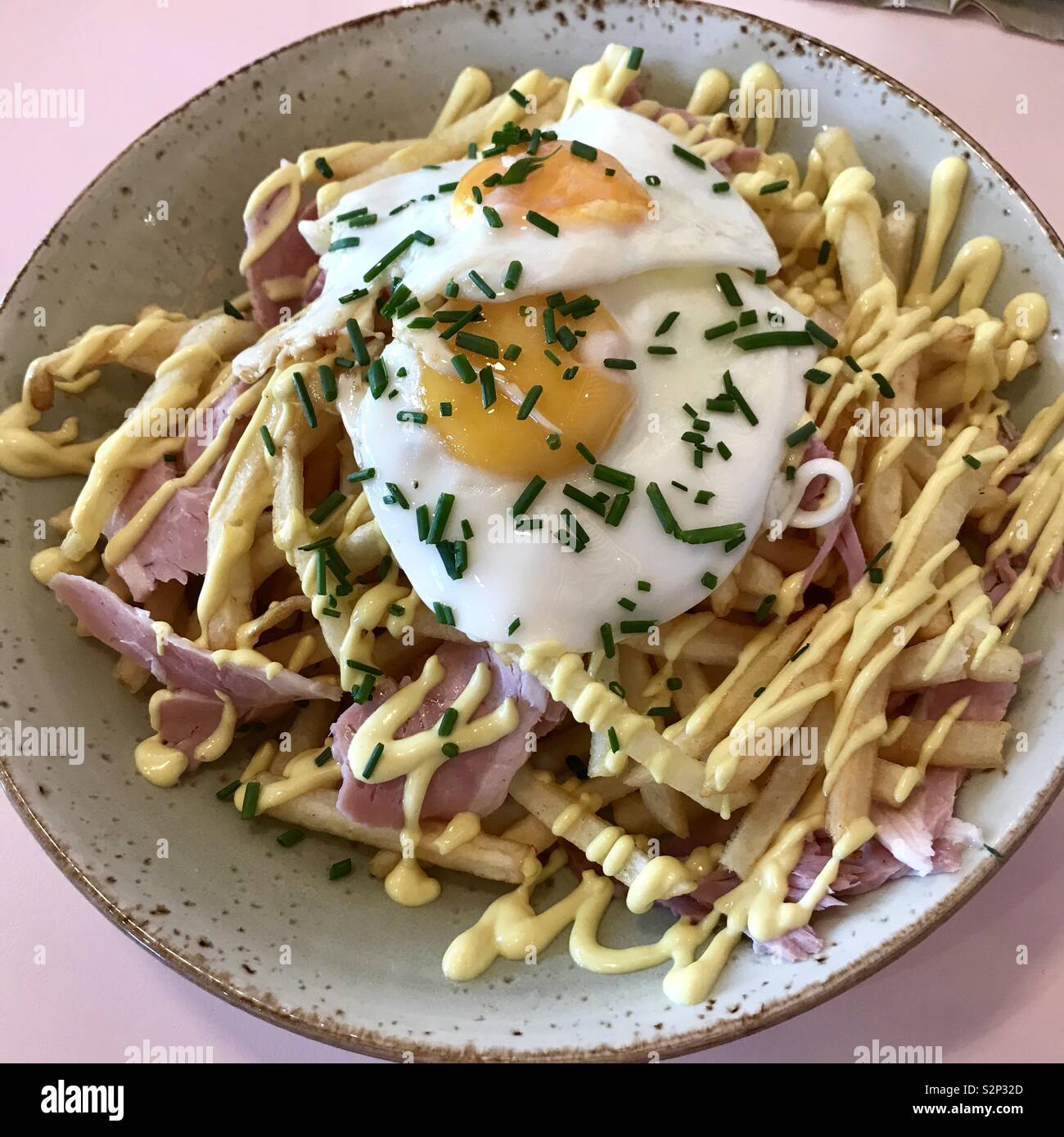 Ham egg & chips. Boston tea party Stock Photo - Alamy