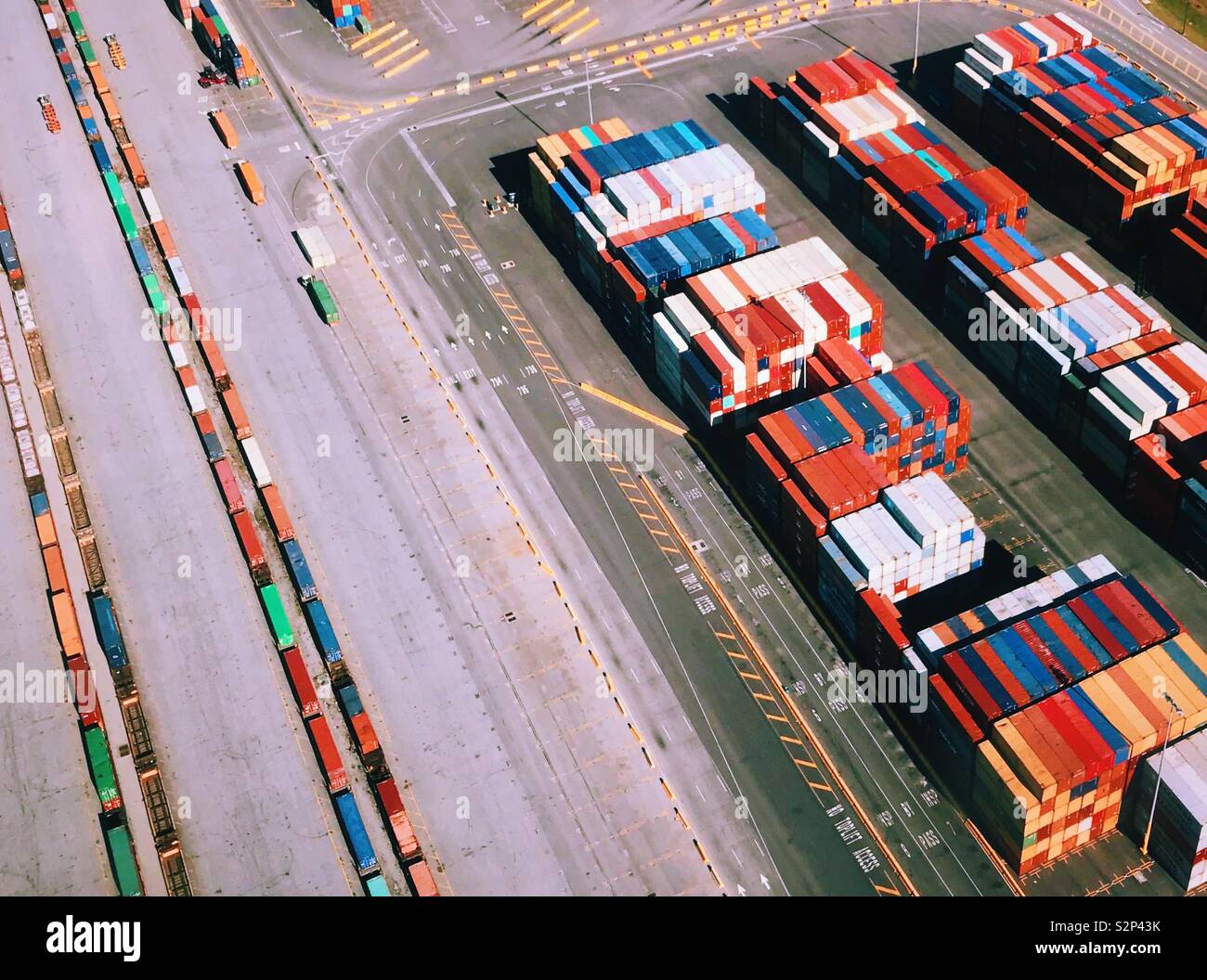 Aerial view of freight containers at the Port of Savannah, Georgia ...