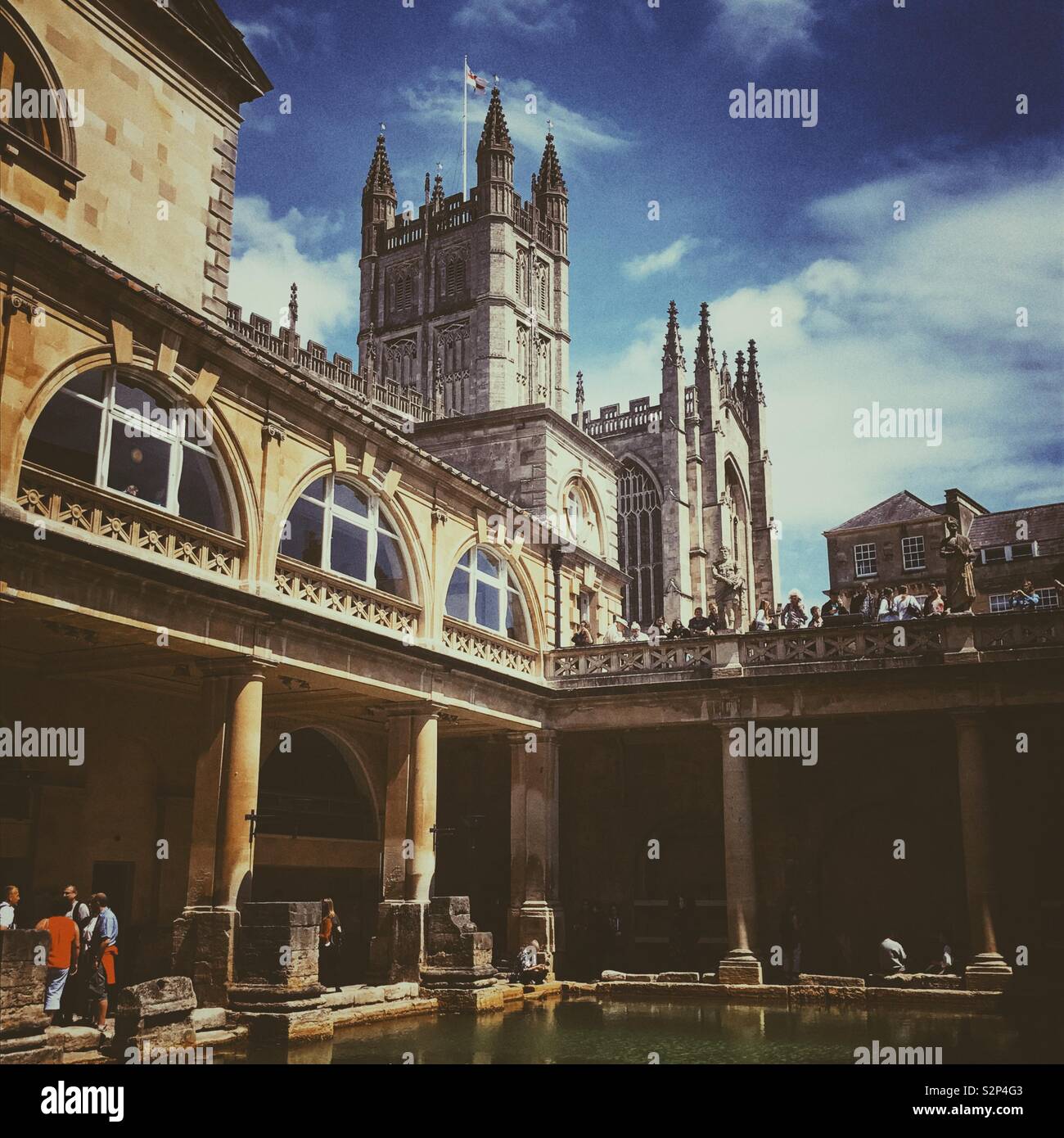 Royal Baths with Bath Abbey above Stock Photo - Alamy