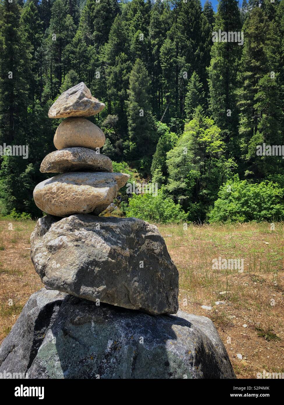 Standing rocks near the American River on Highway 50 in California ...