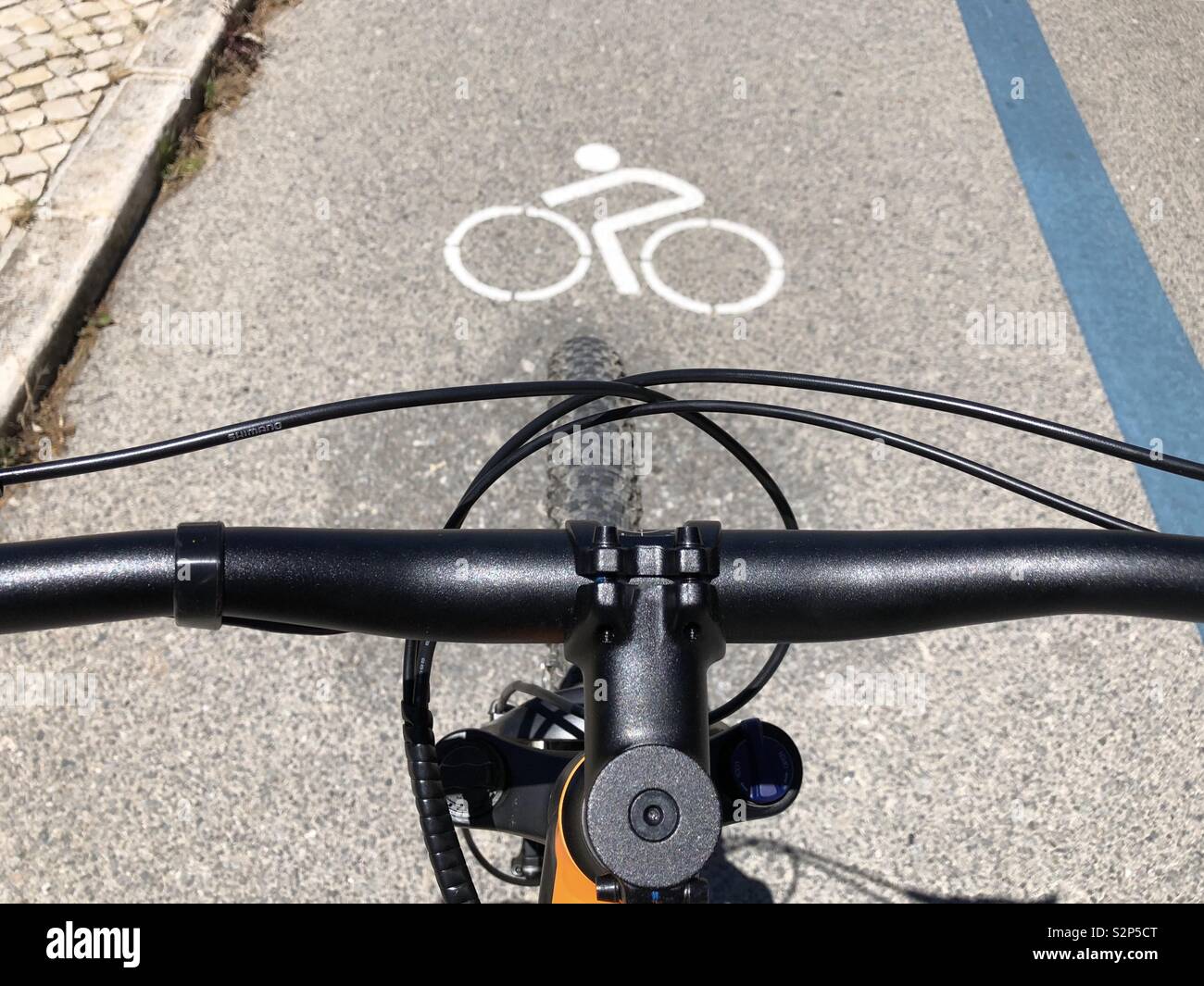 Riding bike along cycle path Stock Photo - Alamy