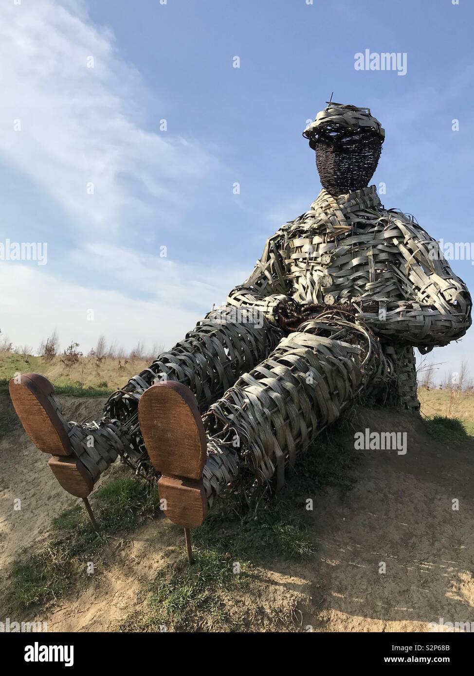 A wicker man- looking out across field in Durham Stock Photo - Alamy