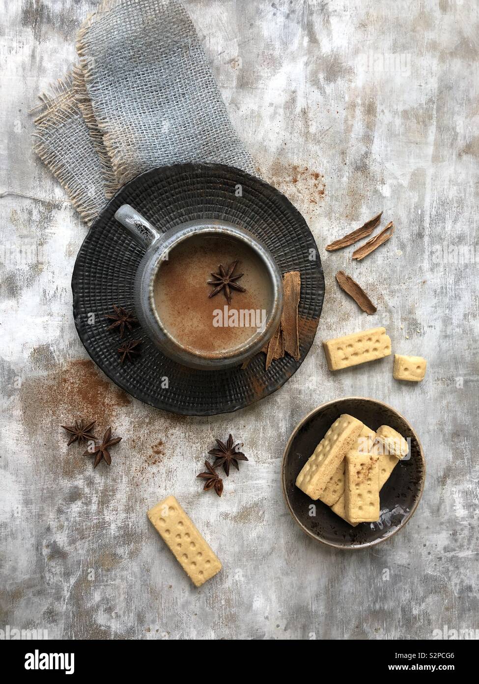 A perfect cup of Spiced Chai Latte with cinnamon sprinkle! Stock Photo ...